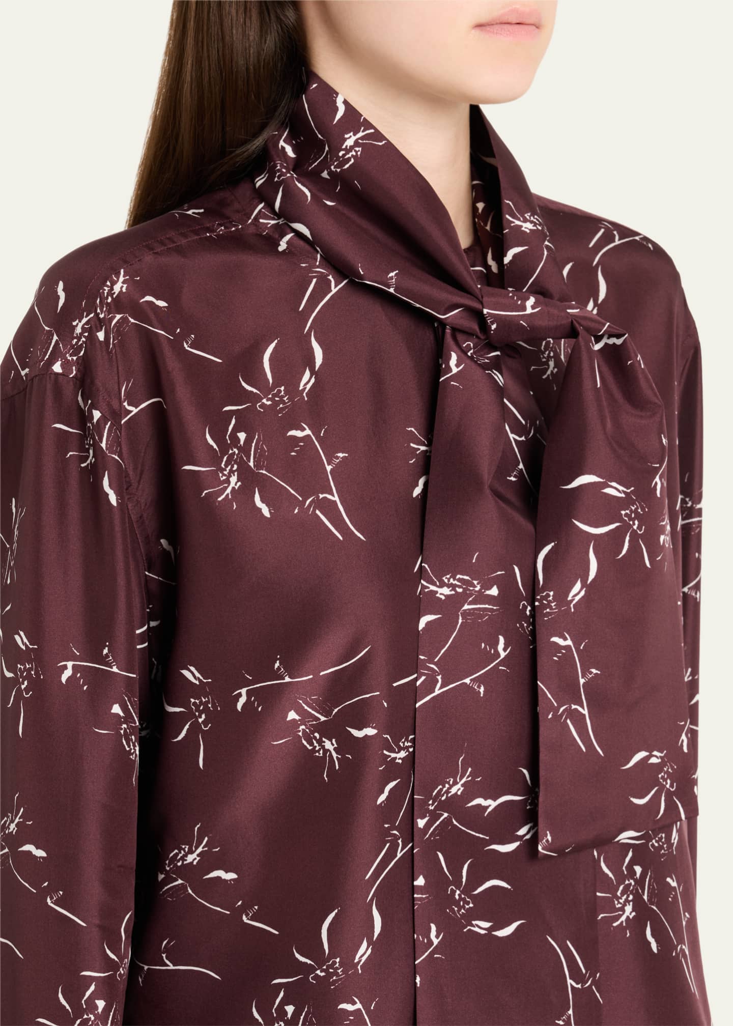 Plan C Long-Sleeve Tie-Neck Shirt - Bergdorf Goodman