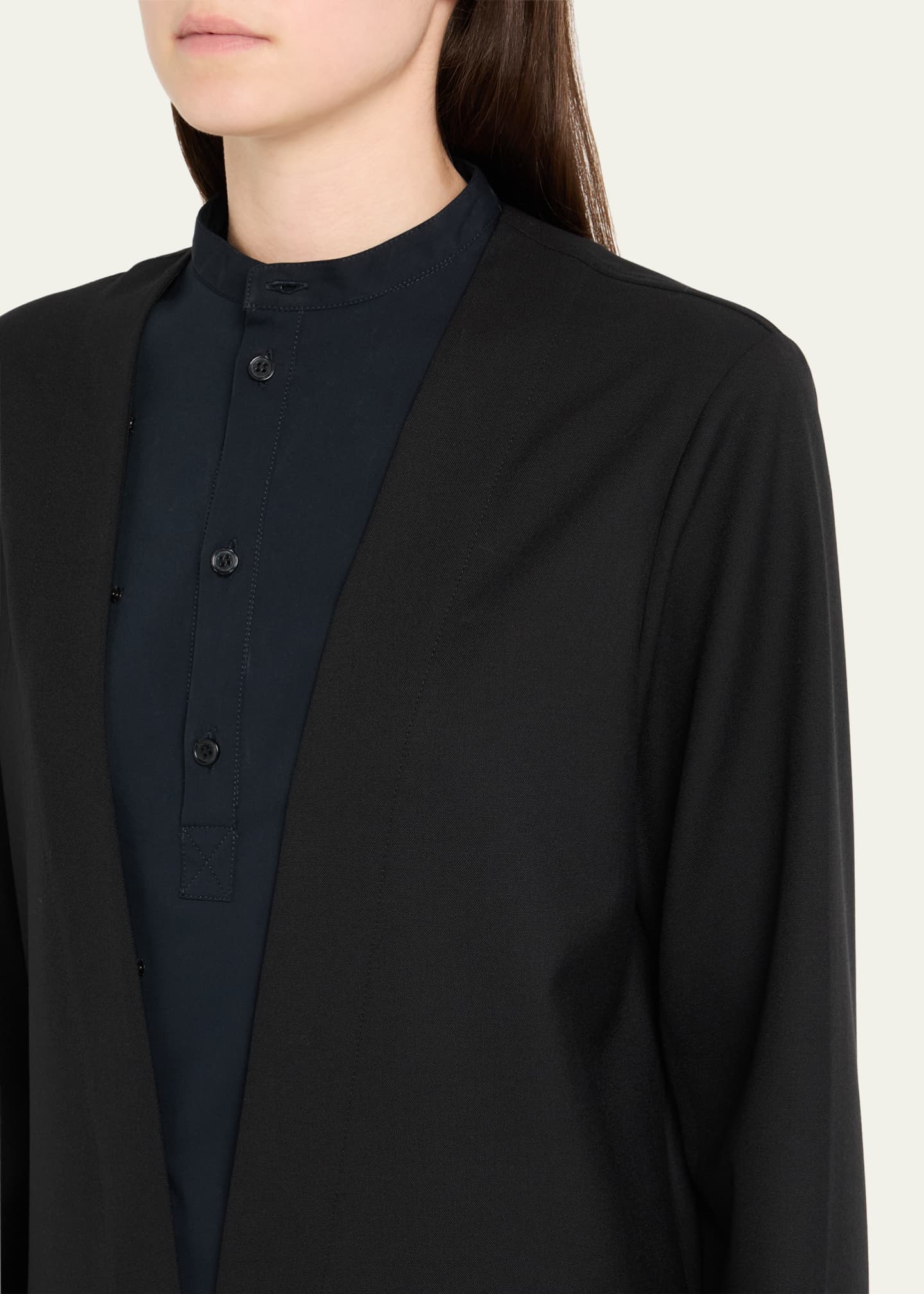 Plan C Layered Long-Sleeve Pleated Mini Shirtdress - Bergdorf Goodman