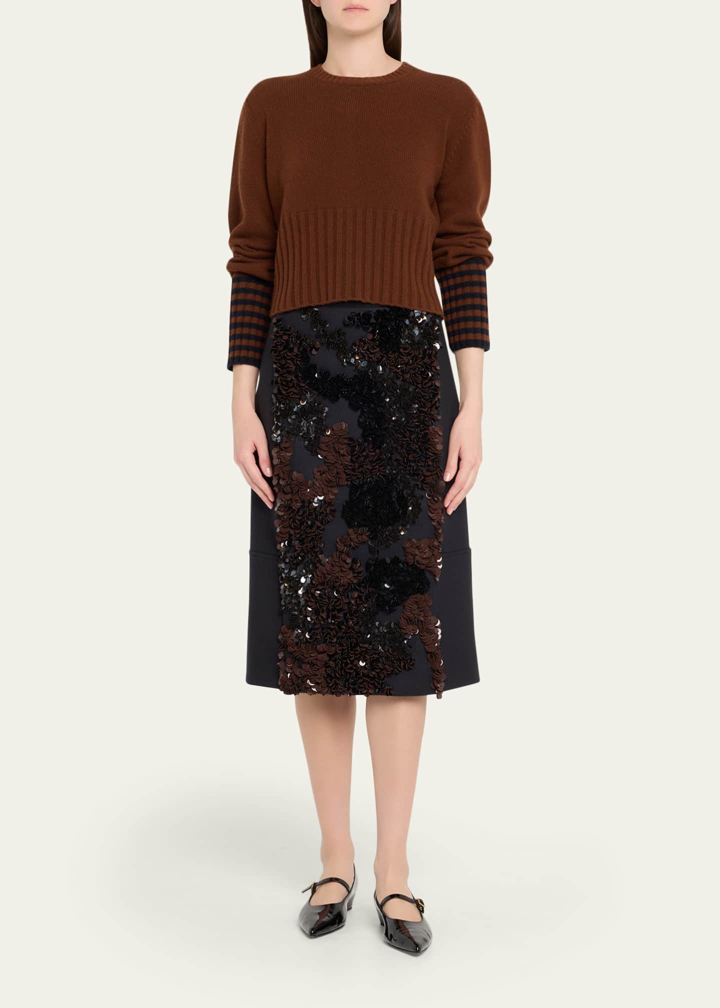 Plan C Sequined Wool Midi Skirt - Bergdorf Goodman