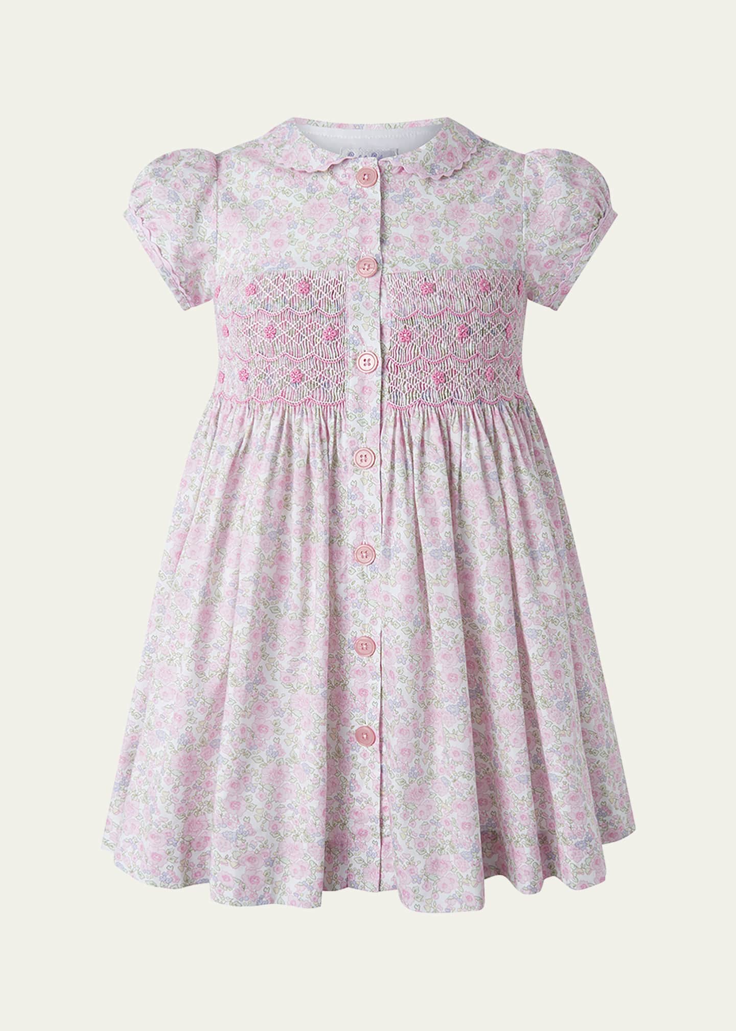 Rachel Riley Girl's Ditsy Floral-Print Smocked Dress, Size 2-10 ...