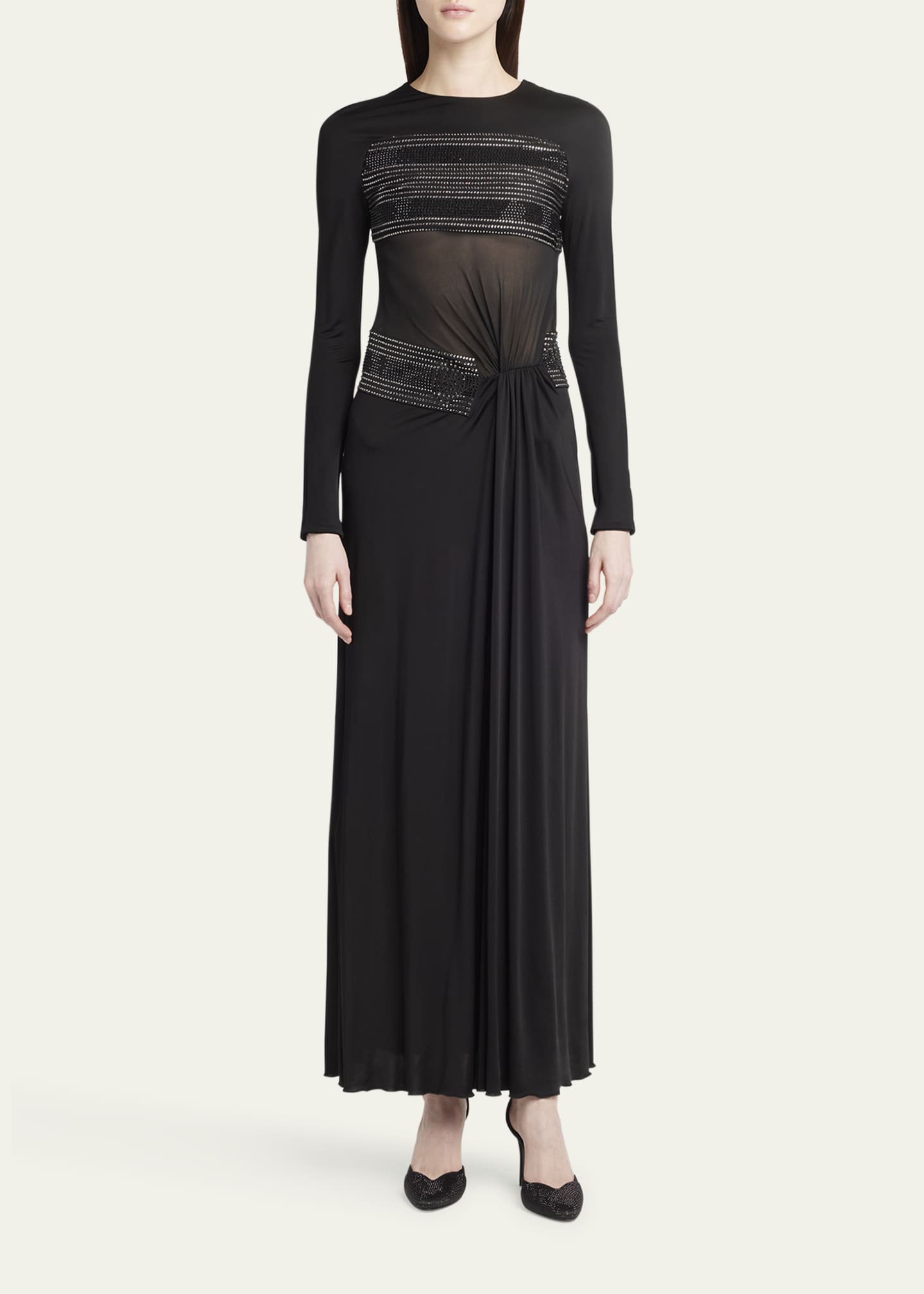 Giorgio Armani Crystal Sheer Midriff Jersey Gown - Bergdorf Goodman