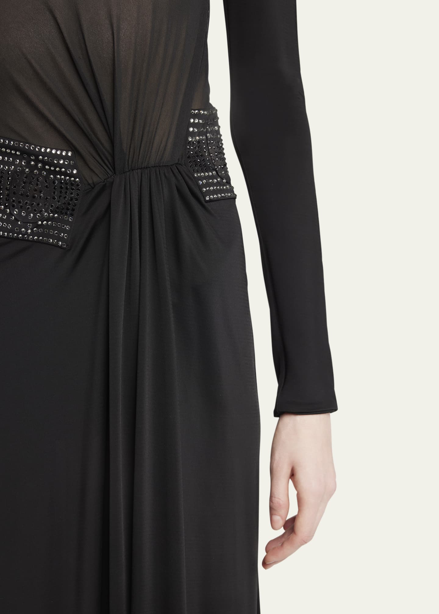 Giorgio Armani Crystal Sheer Midriff Jersey Gown - Bergdorf Goodman