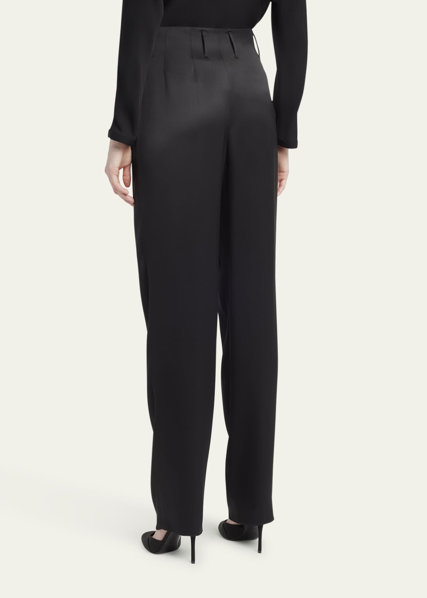 Giorgio Armani Pleated High-Rise Double Silk Satin Trousers - Bergdorf ...