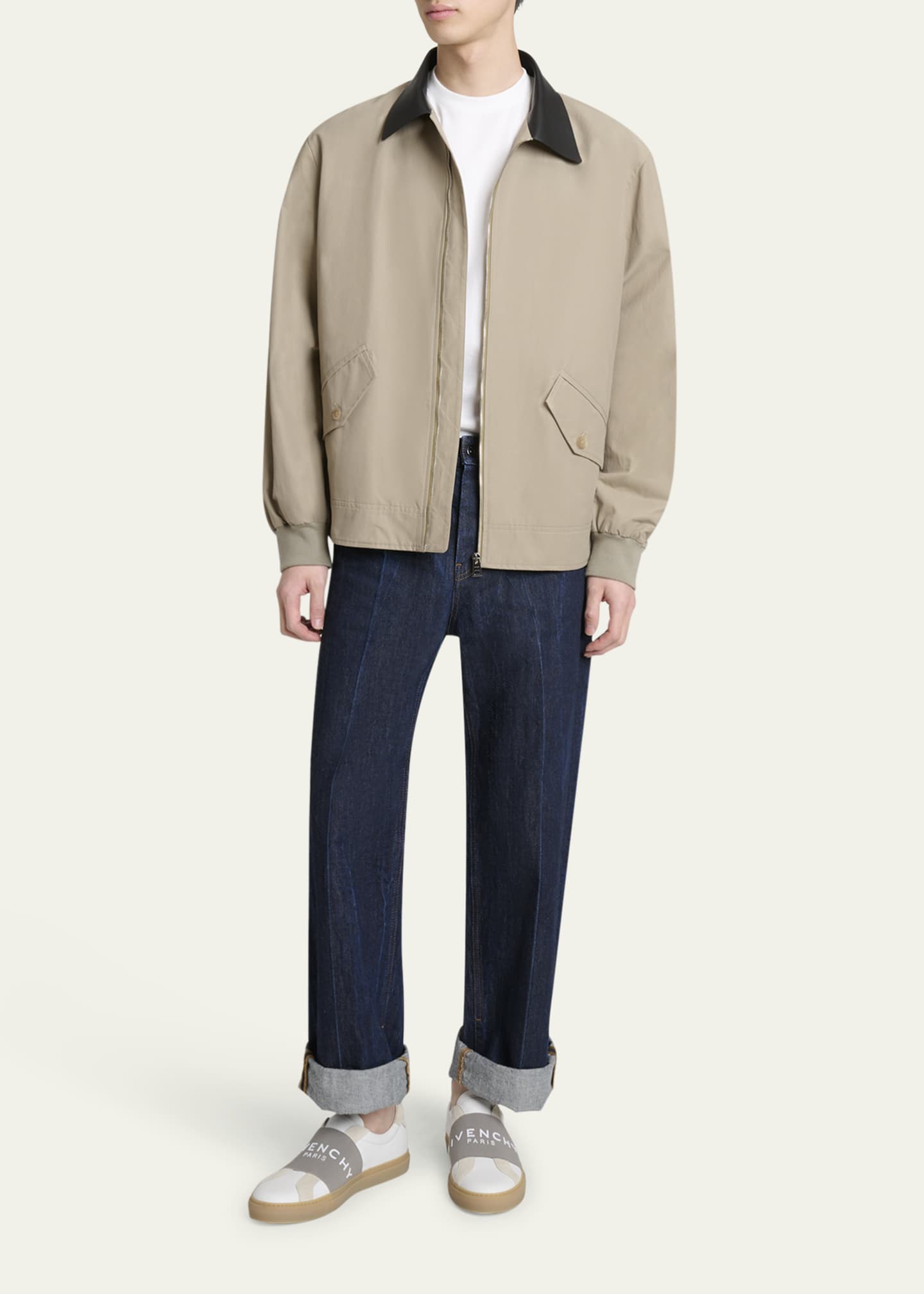 Givenchy Men's Harrington Jacket w/ Leather Coilar - Bergdorf Goodman