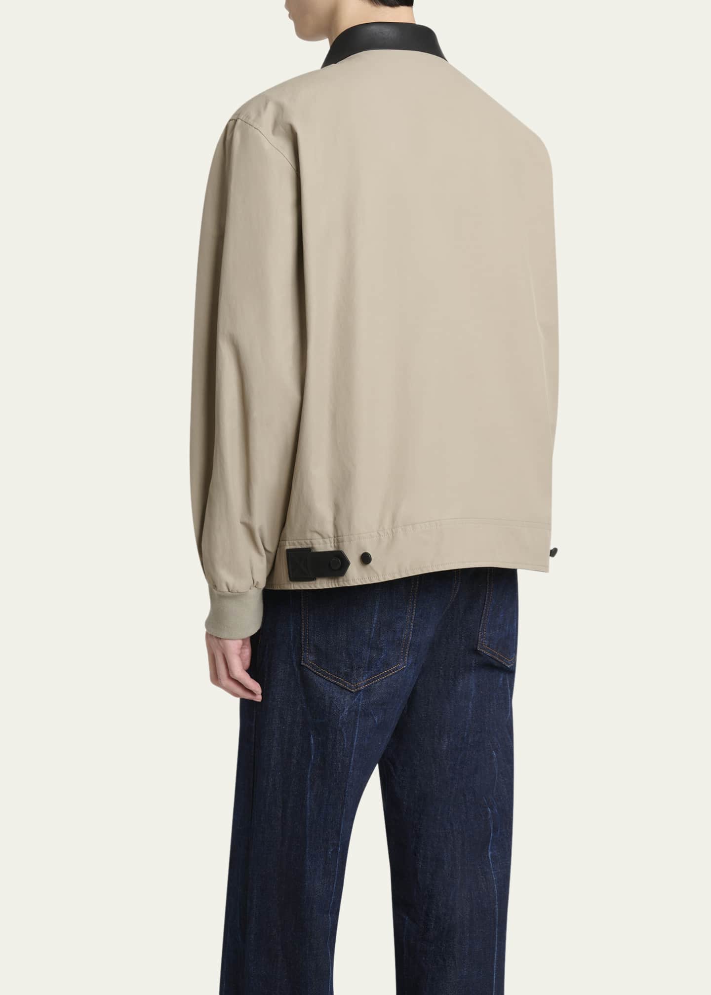 Givenchy Men's Harrington Jacket w/ Leather Coilar - Bergdorf Goodman
