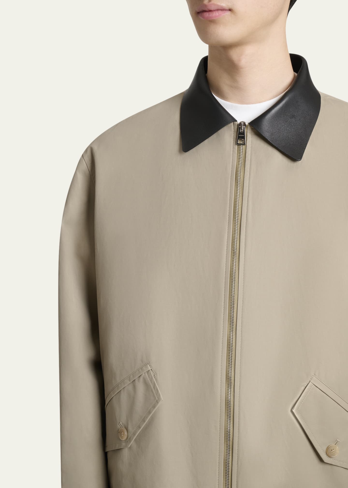 Givenchy Men's Harrington Jacket w/ Leather Coilar - Bergdorf Goodman