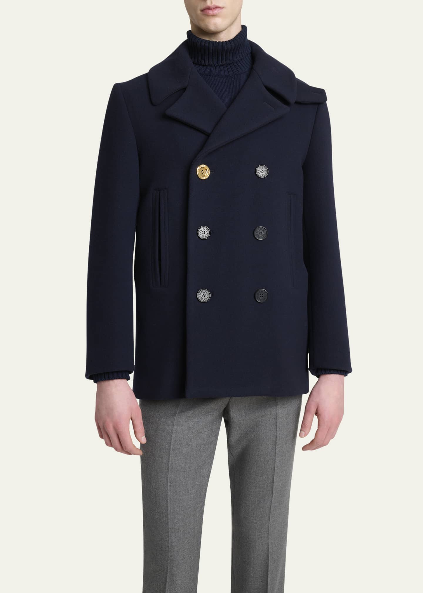 Givenchy Men's Double-Face Wool Peacoat - Bergdorf Goodman