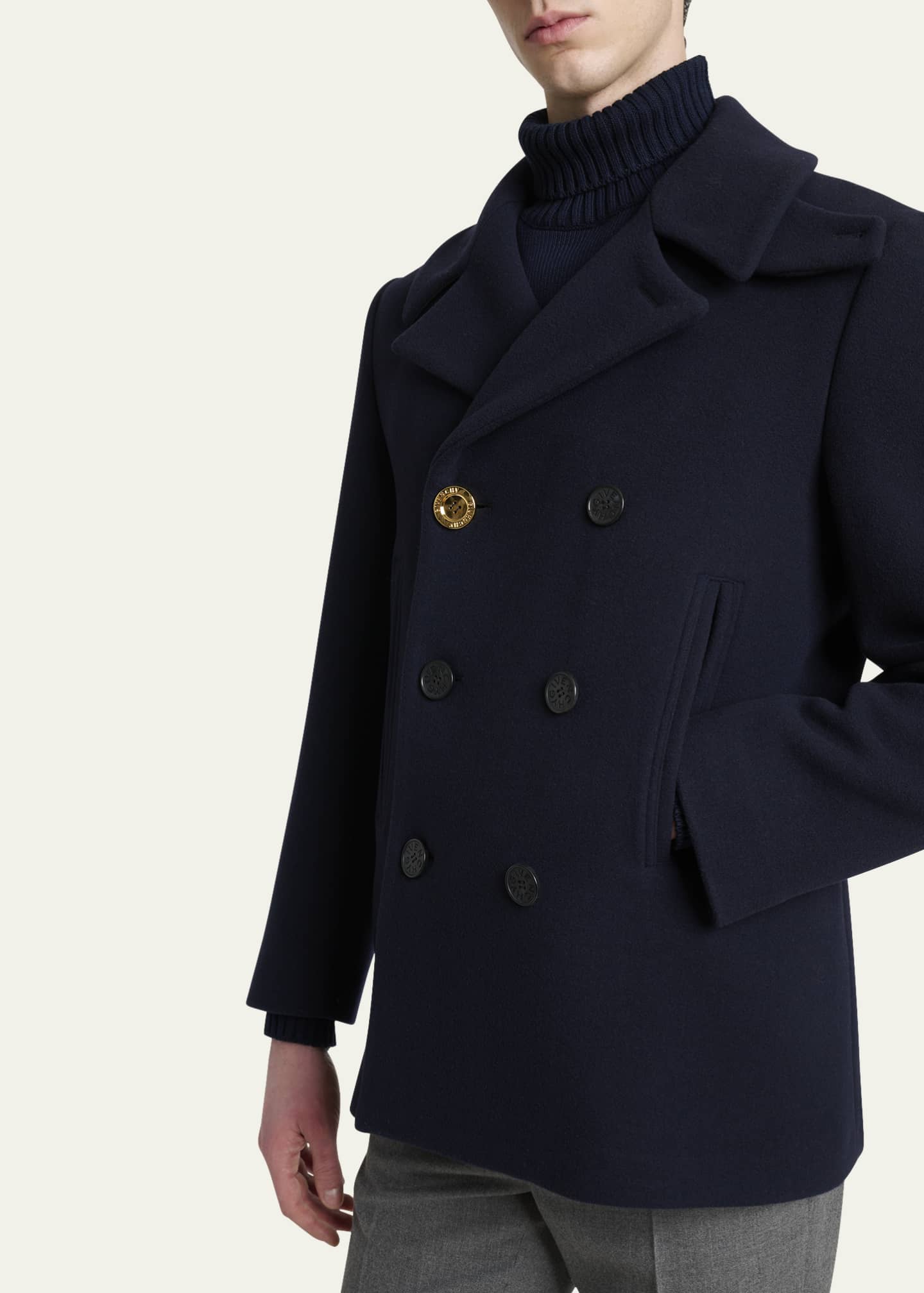 Givenchy Men's Double-Face Wool Peacoat - Bergdorf Goodman