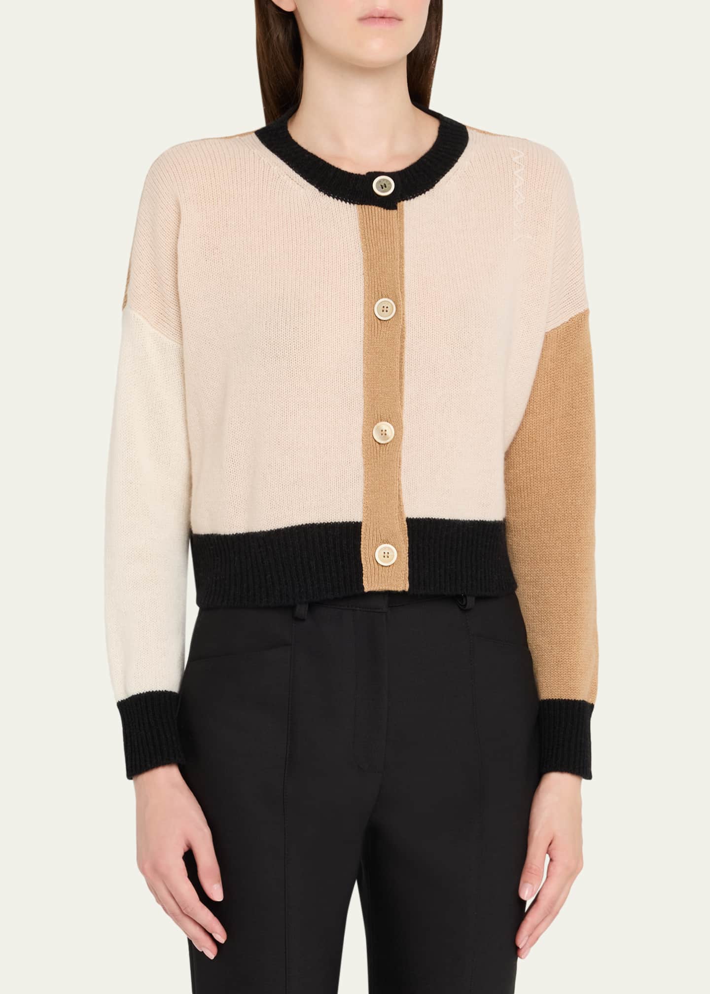 Marni Colorblock Cashmere Crewneck Cardigan - Bergdorf Goodman