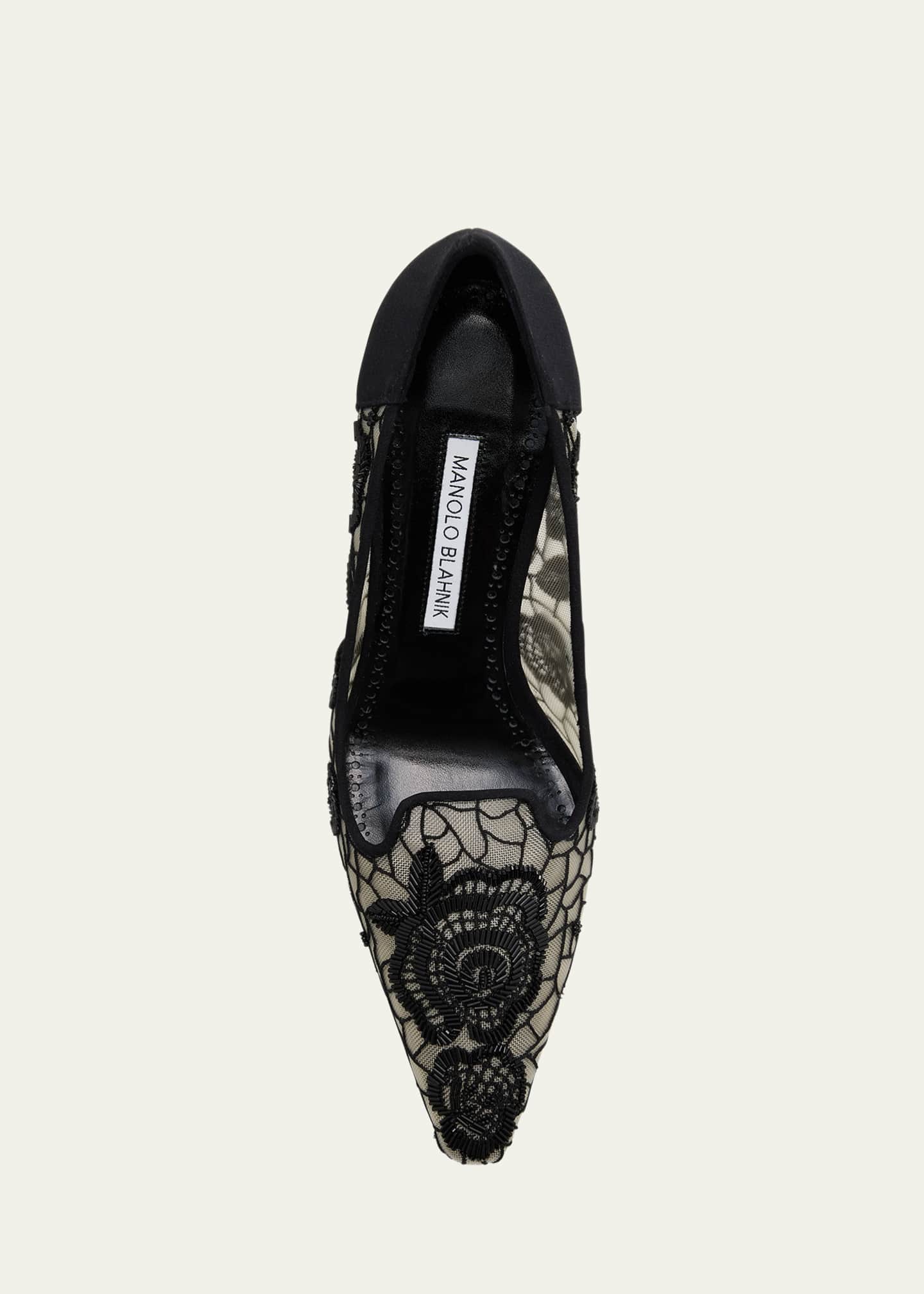 Manolo Blahnik Milandra Beaded Floral Lace Pumps - Bergdorf Goodman