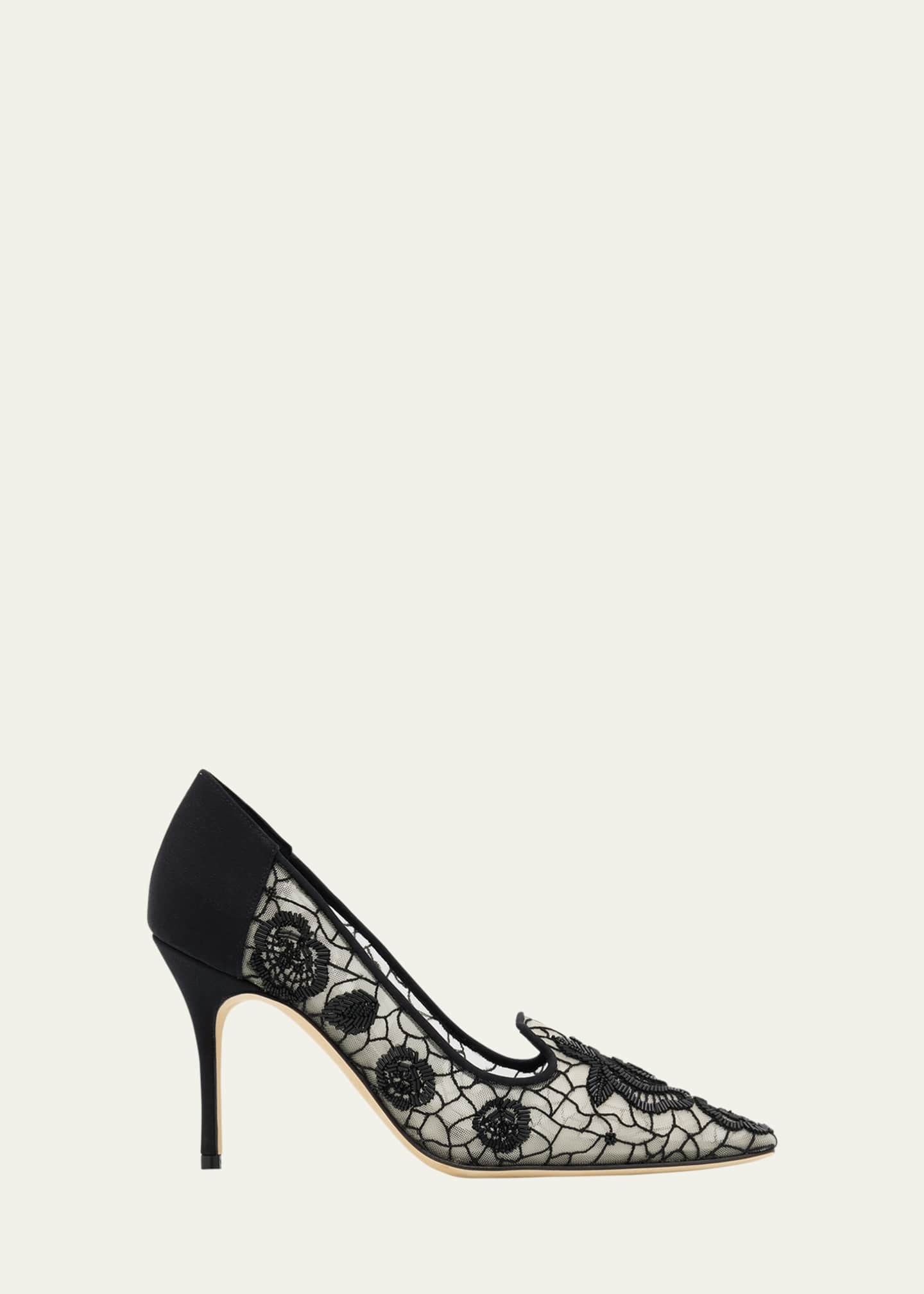 Manolo Blahnik Milandra Beaded Floral Lace Pumps - Bergdorf Goodman