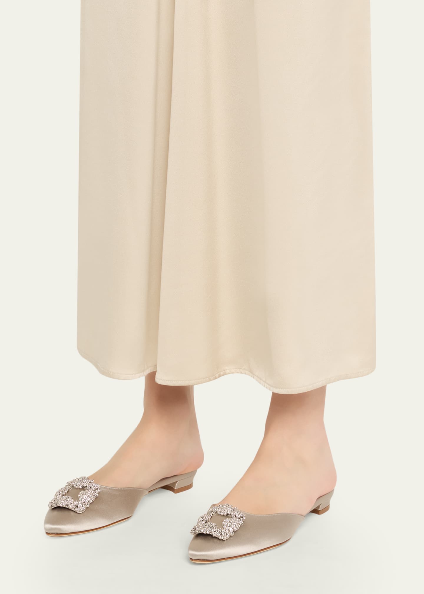 Manolo Blahnik Hangisi Satin Ballerina Flats - Bergdorf Goodman