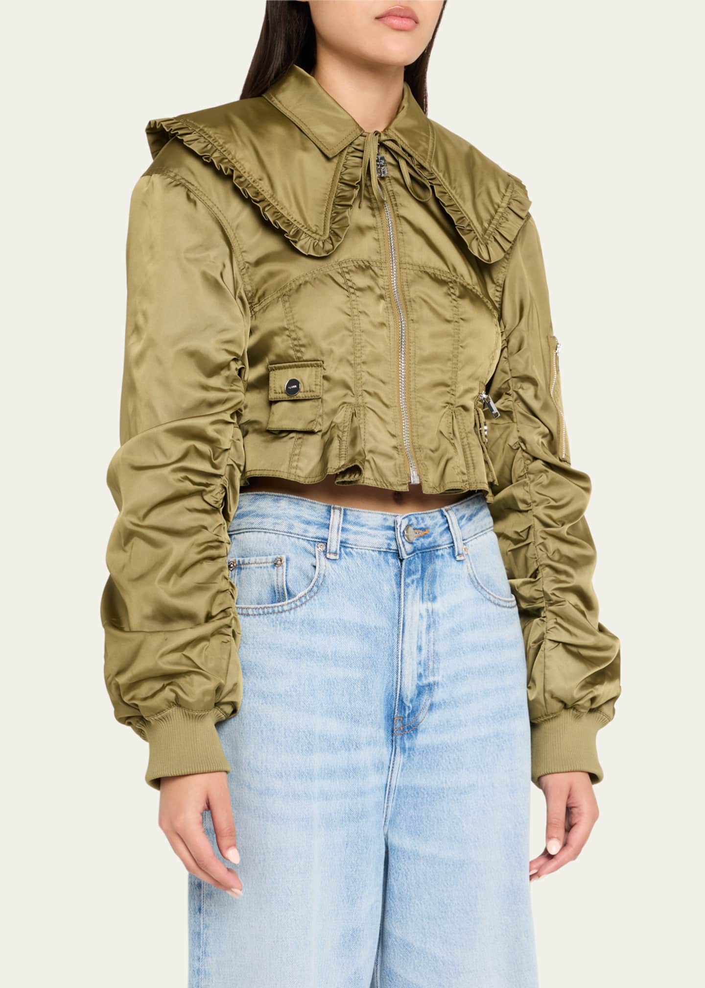 Ganni Duchesse Nylon Fitted Jacket - Bergdorf Goodman