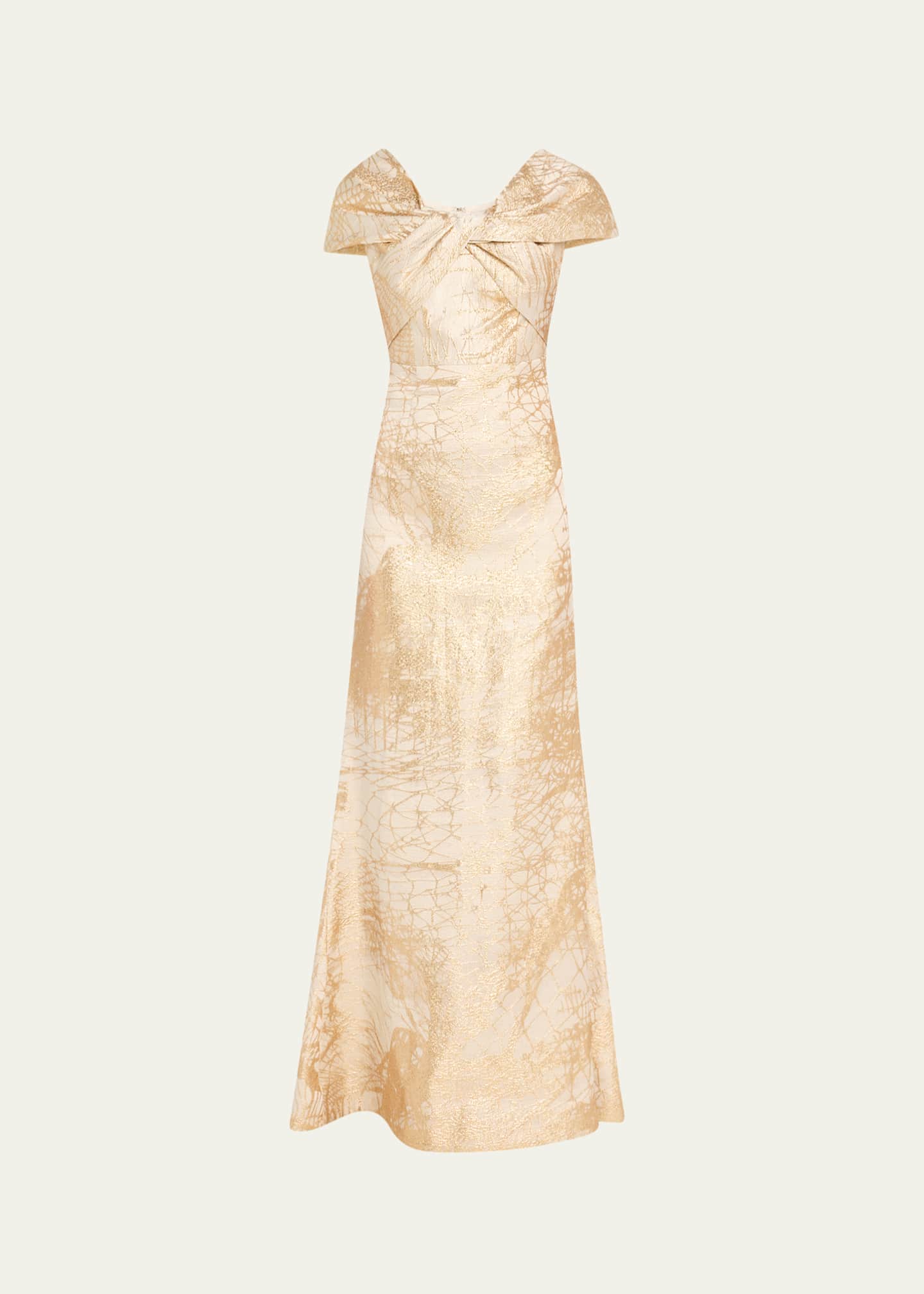 Rickie Freeman for Teri Jon Twist-Front Metallic Jacquard Gown ... Rickie Freeman for Teri Jon Twist-Front Metallic Jacquard Gown ...