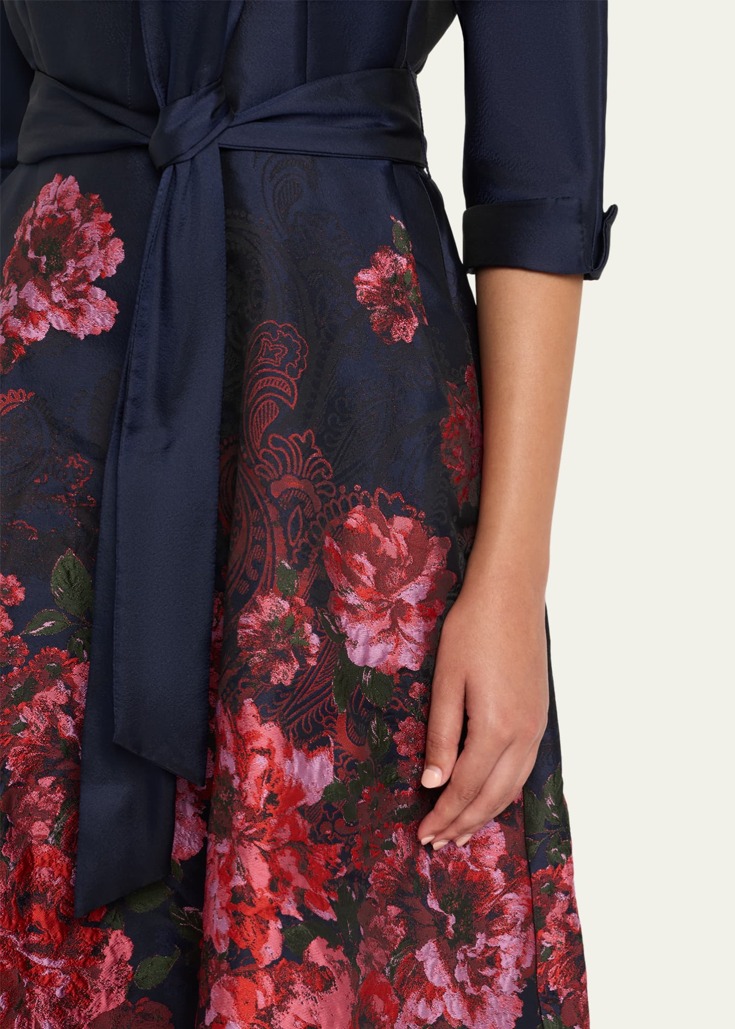 Rickie Freeman for Teri Jon Floral Paisley Jacquard Midi Shirtdress ...