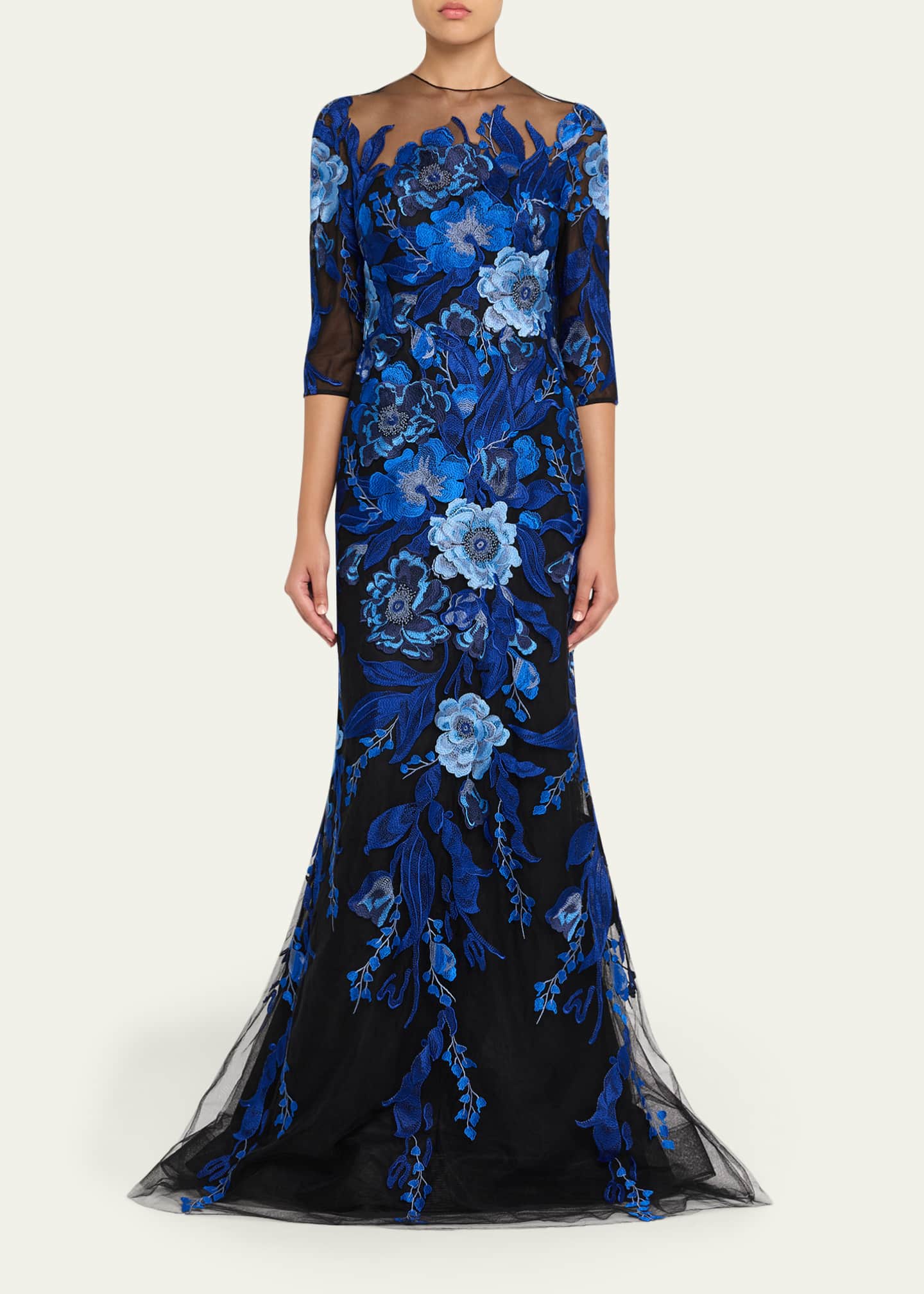Rickie Freeman for Teri Jon Floral Embroidered Tulle Gown - Bergdorf ...