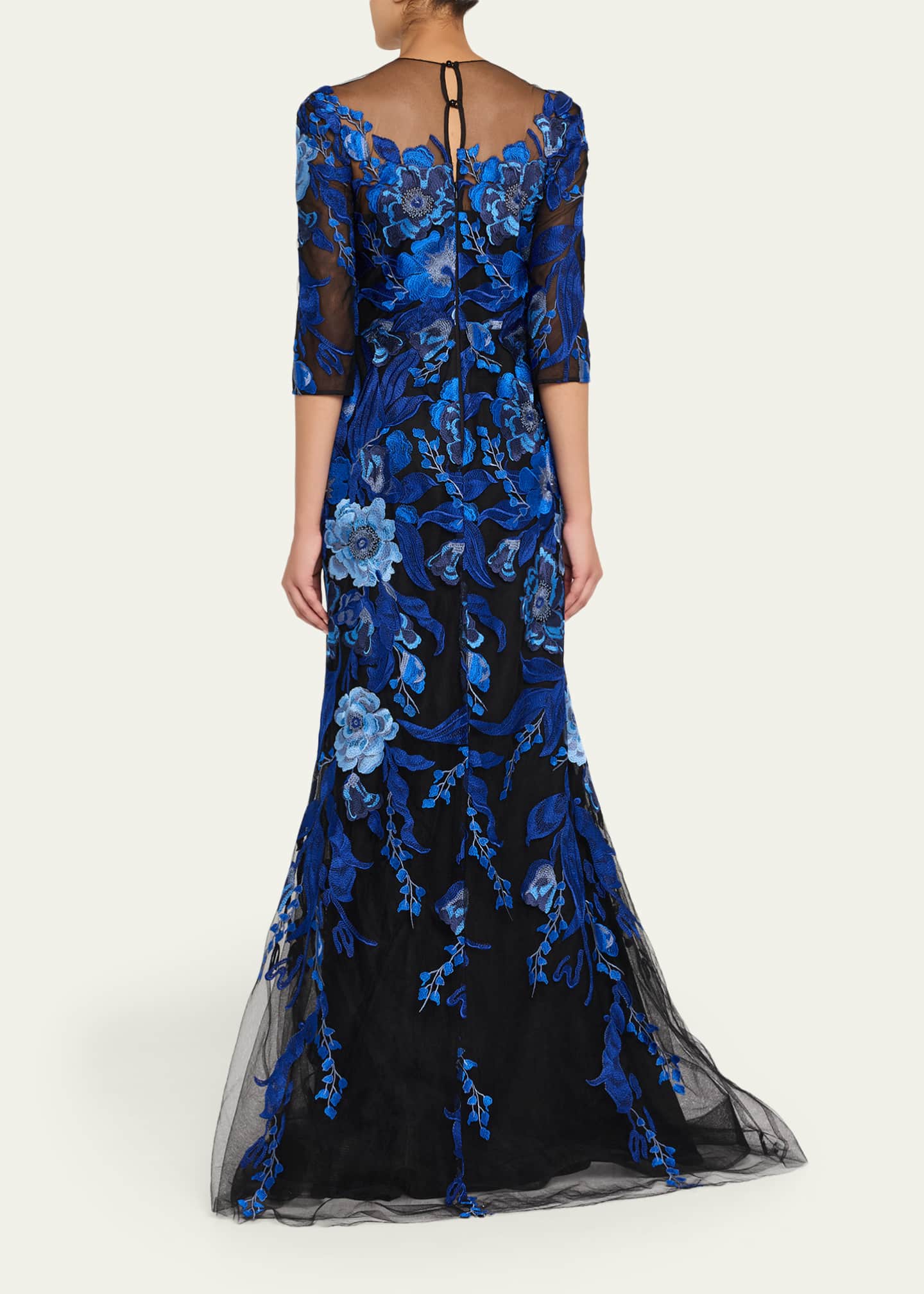 Rickie Freeman for Teri Jon Floral Embroidered Tulle Gown - Bergdorf ...