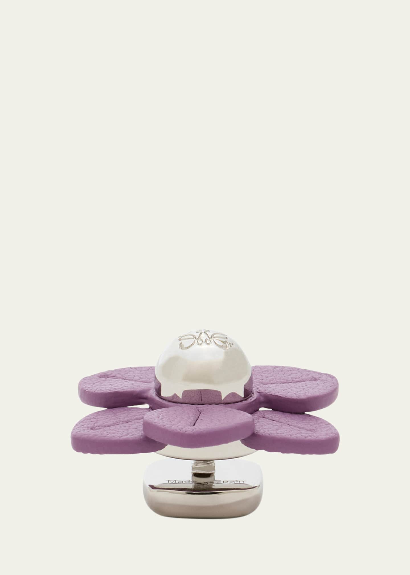 Loewe Flower Pin in Brass and Calfskin - Bergdorf Goodman