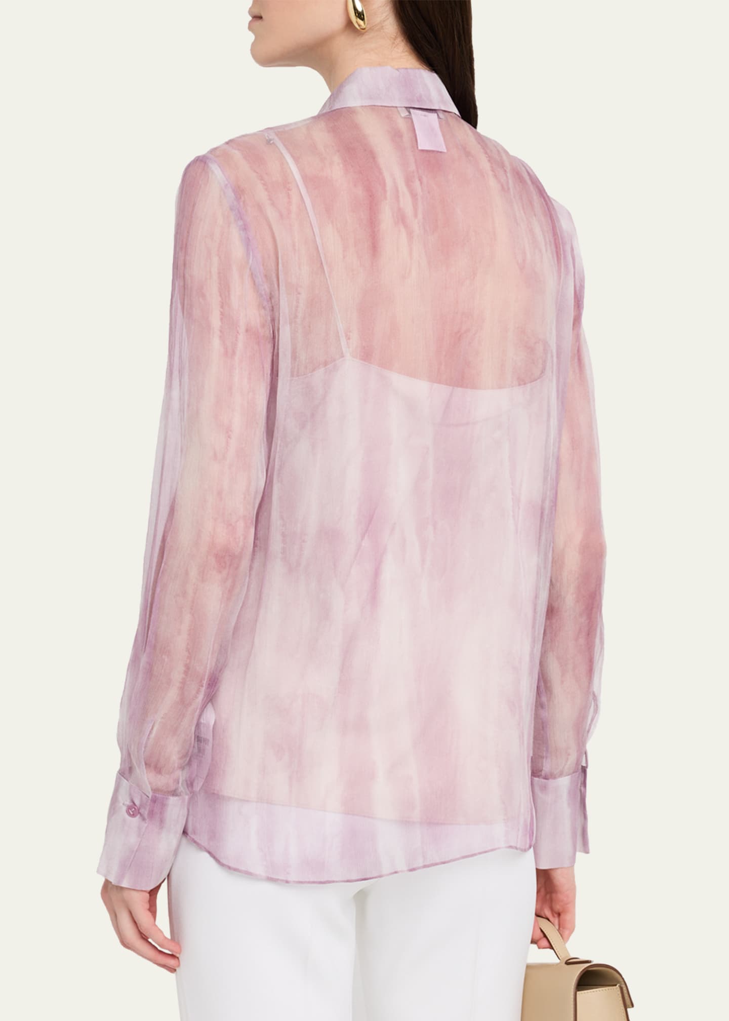Lafayette 148 New York Scottie Button-Down Sheer Silk Blouse - Bergdorf ...