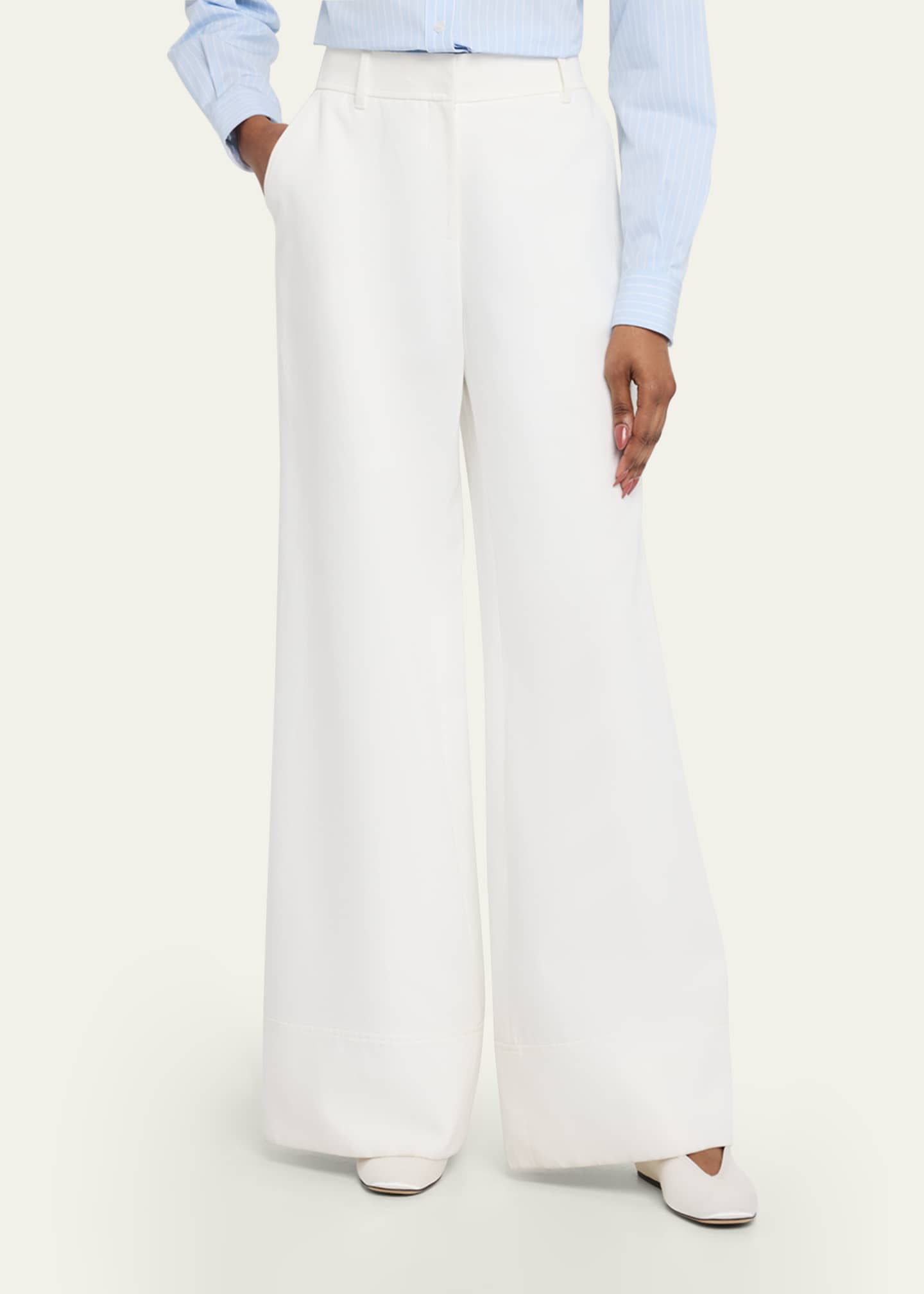 Lafayette 148 New York Charles Wide-Leg Twill Pants - Bergdorf Goodman