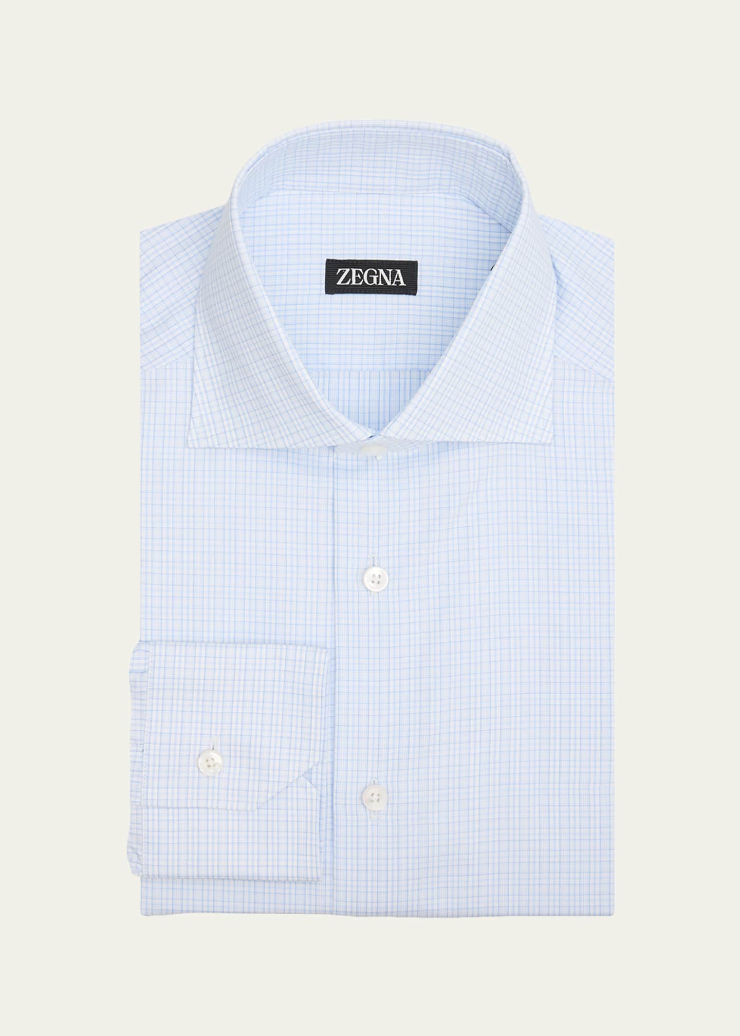 ZEGNA Men's Cotton Small Check Dress Shirt - Bergdorf Goodman