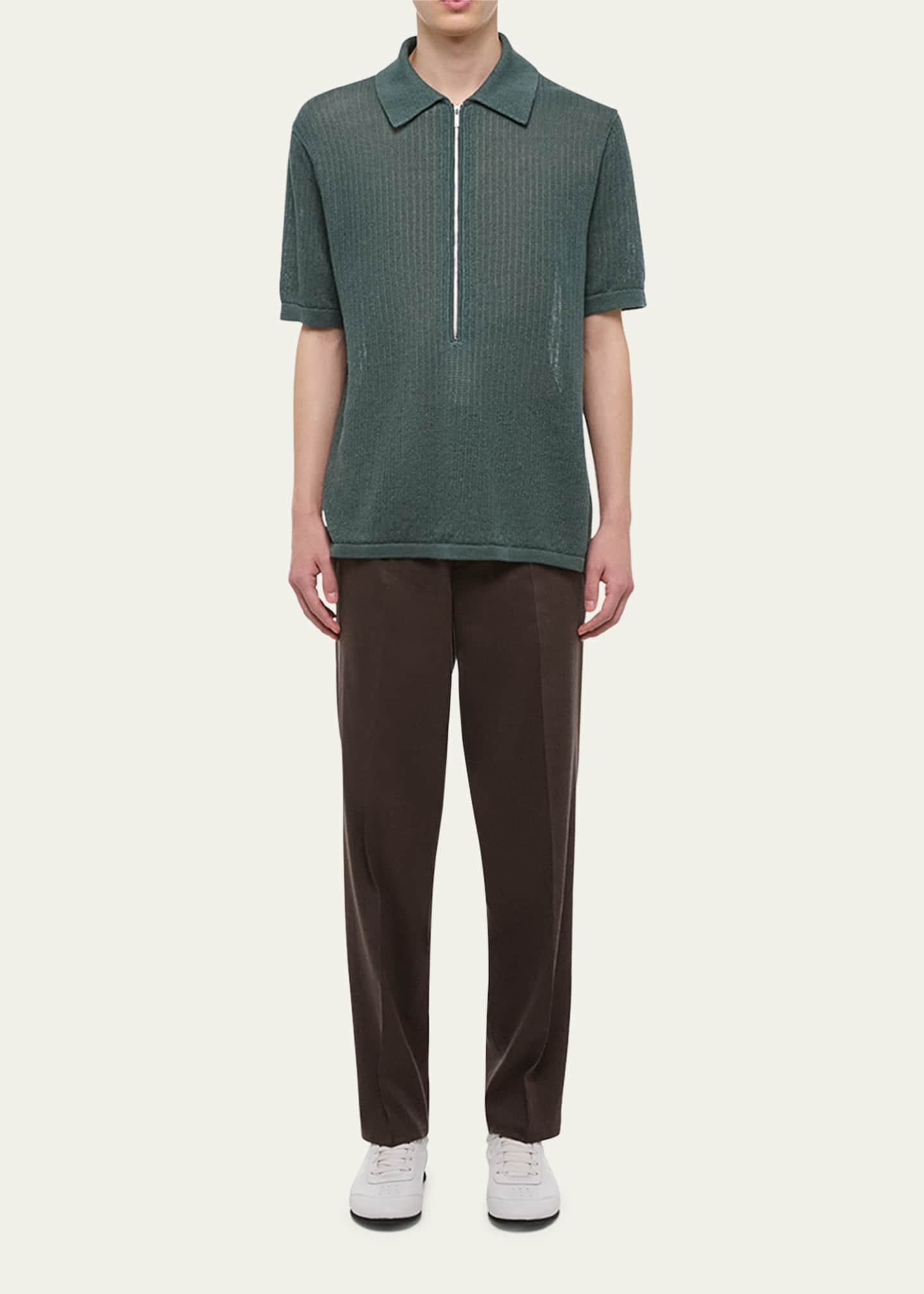 Helmut Lang Men's Half-Zip Fine-Gauge Polo Shirt - Bergdorf Goodman