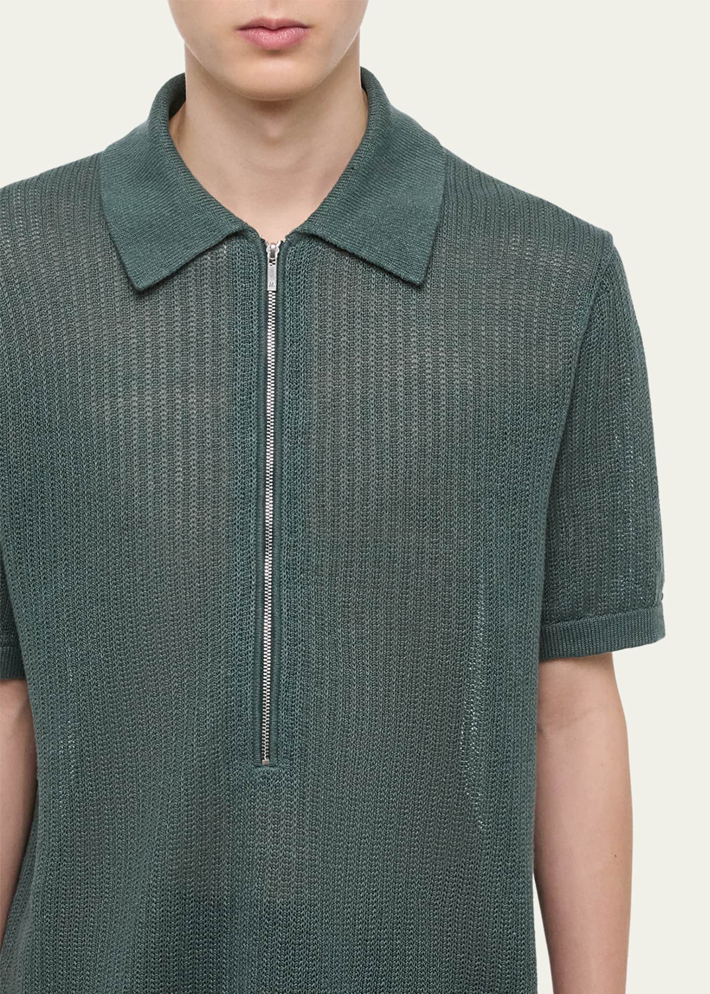 Helmut Lang Men's Half-Zip Fine-Gauge Polo Shirt - Bergdorf Goodman