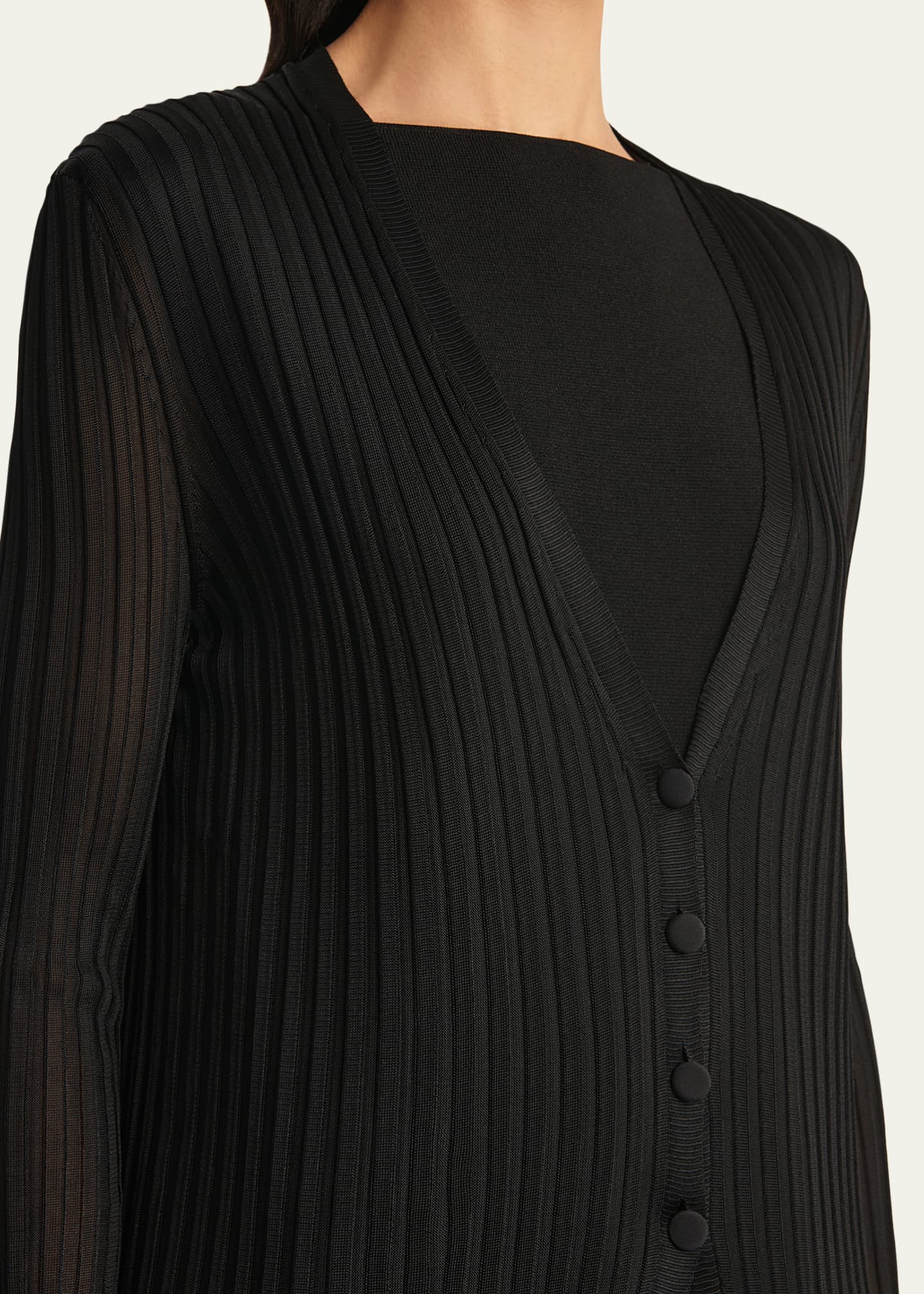 Khaite Ramon Wide Rib V-Neck Long Cardigan - Bergdorf Goodman