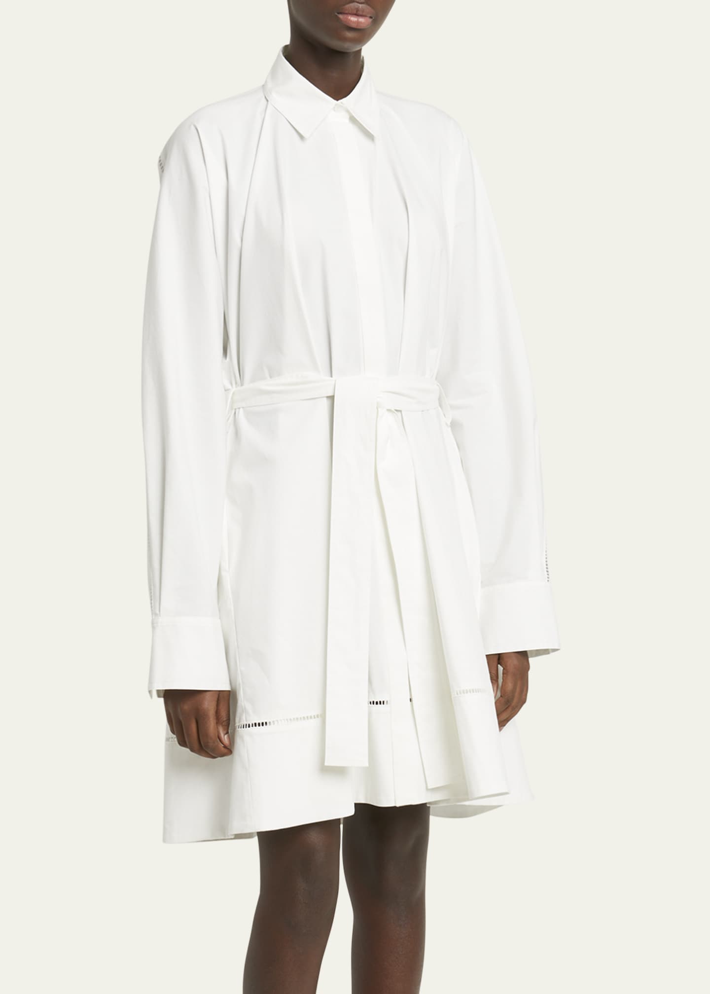 Proenza Schouler Sammy Belted Ladder Stitch Poplin Dress - Bergdorf Goodman