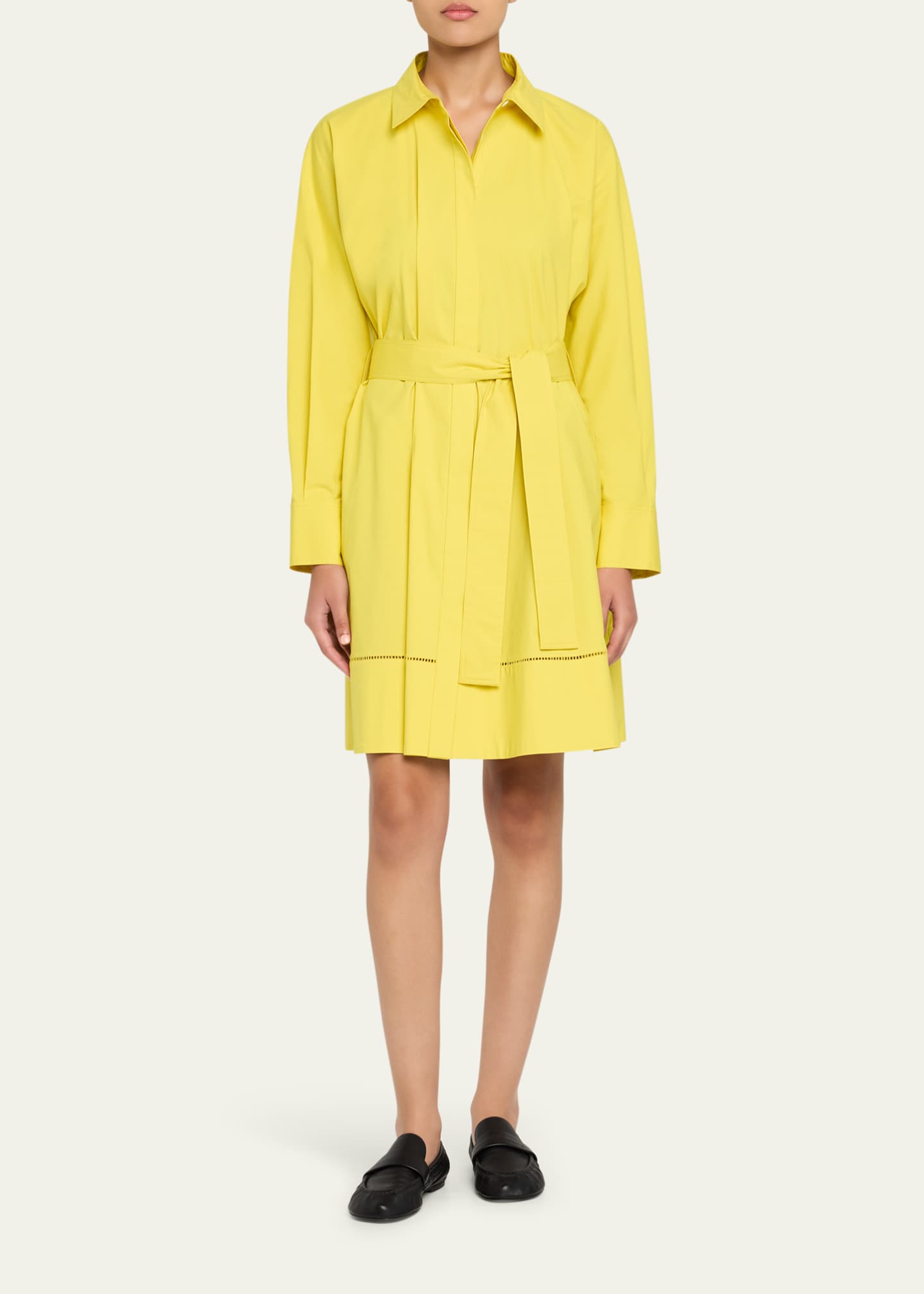 Proenza Schouler Sammy Belted Ladder Stitch Poplin Dress - Bergdorf Goodman