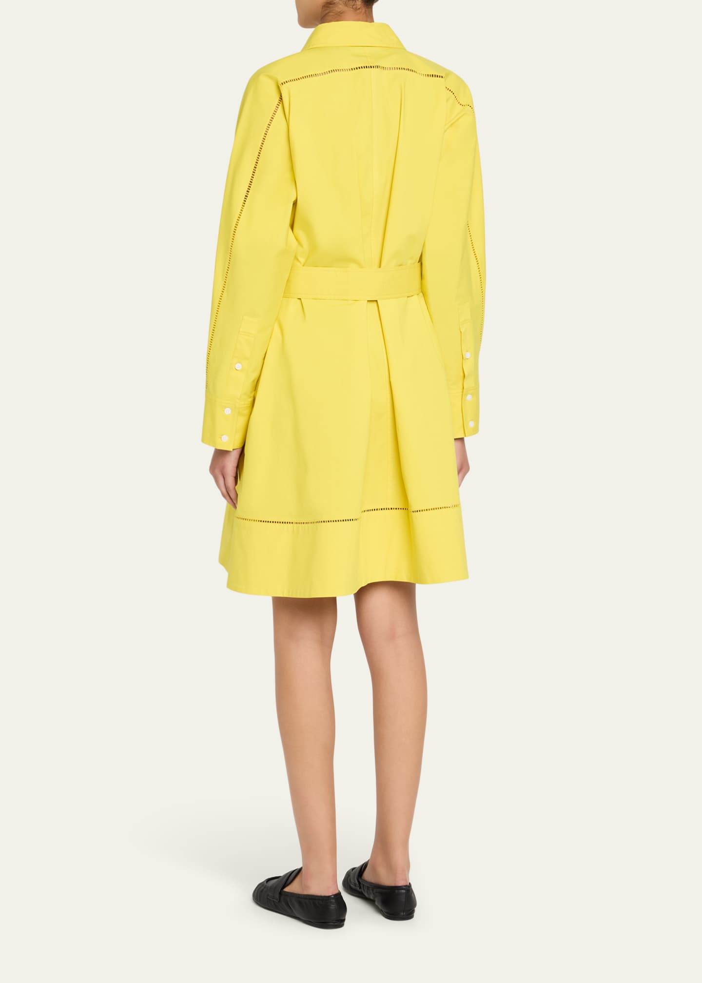 Proenza Schouler Sammy Belted Ladder Stitch Poplin Dress - Bergdorf Goodman