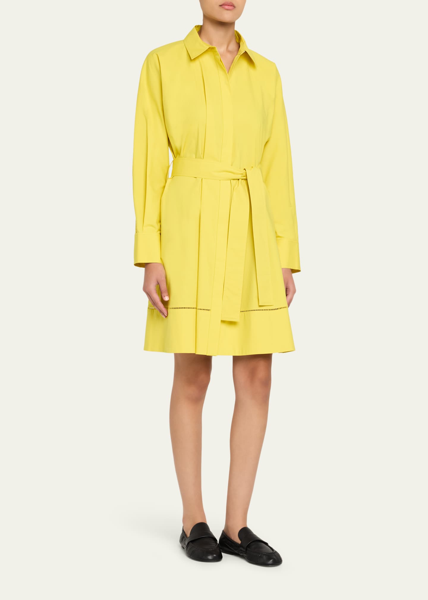 Proenza Schouler Sammy Belted Ladder Stitch Poplin Dress - Bergdorf Goodman