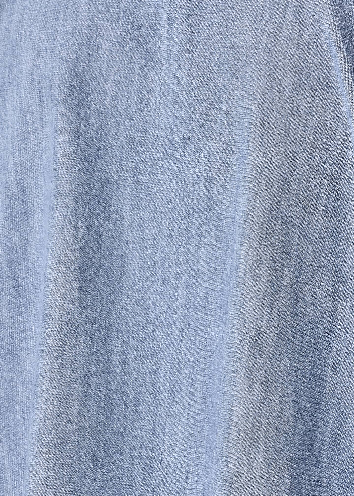 Eskandar Angled-To-Front Side Seam Denim Shirt With Collar (Long Length ...