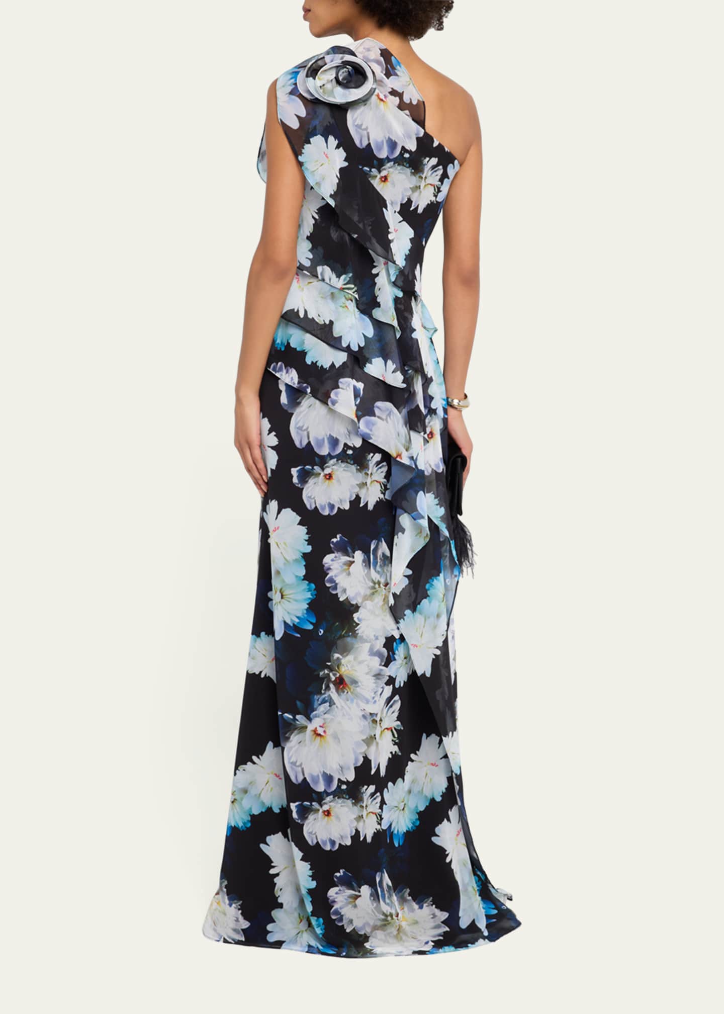 Rickie Freeman for Teri Jon One-Shoulder Ruffle Chiffon Gown - Bergdorf ...
