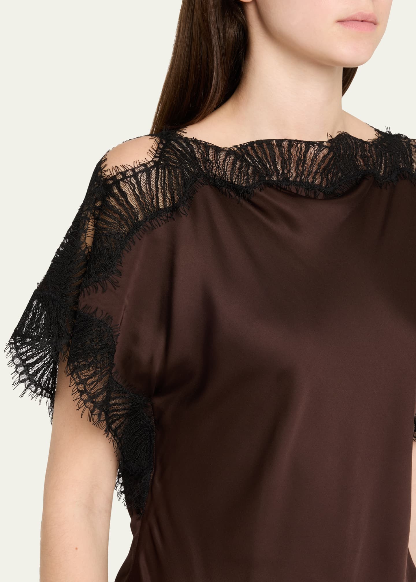 A.L.C. Luna Satin Lace-Trim Top - Bergdorf Goodman