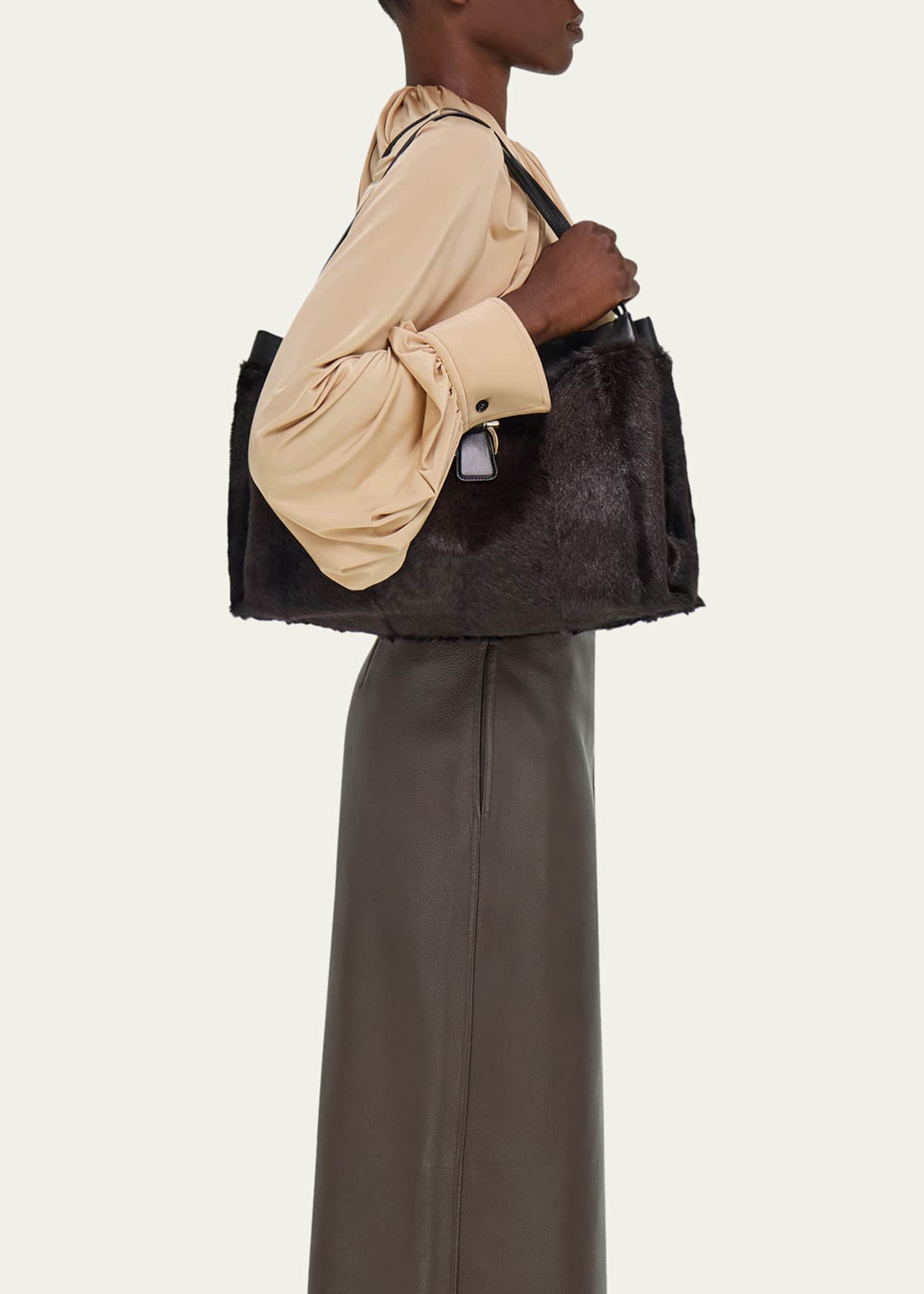 Ferragamo Large Mink-Effect Fur & Leather Tote Bag - Bergdorf Goodman