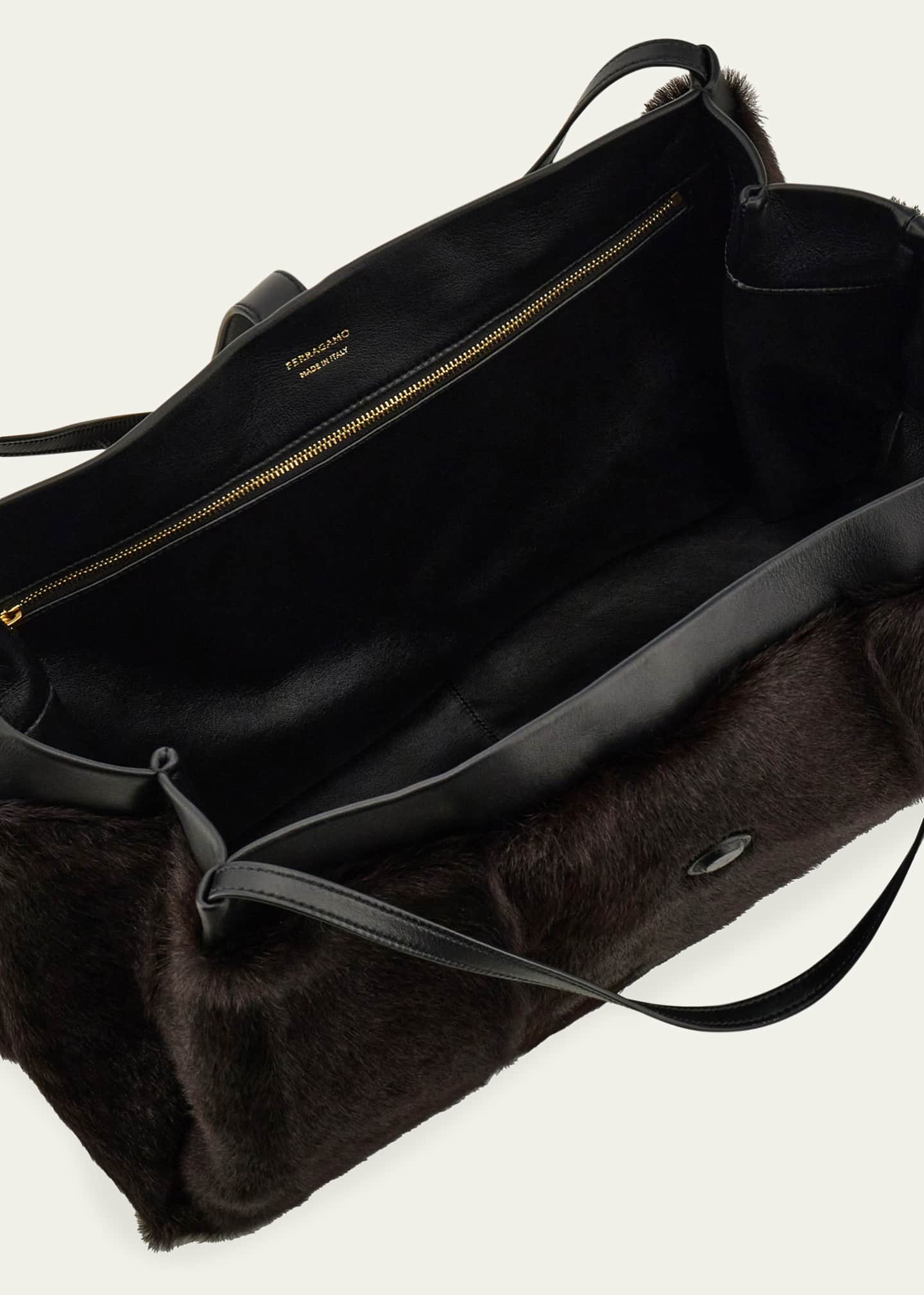 Ferragamo Large Mink-Effect Fur & Leather Tote Bag - Bergdorf Goodman
