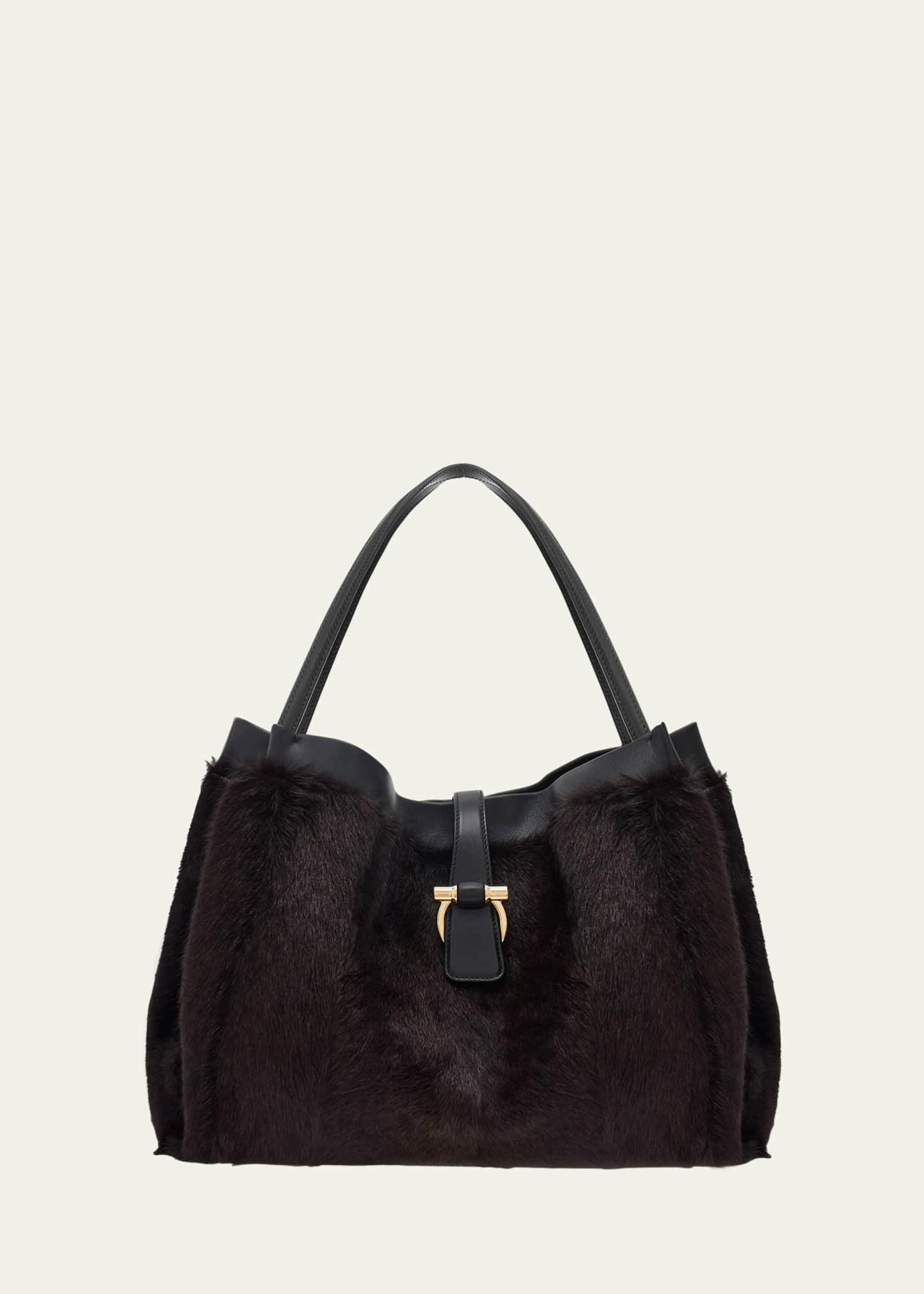 Ferragamo Large Mink-Effect Fur & Leather Tote Bag - Bergdorf Goodman