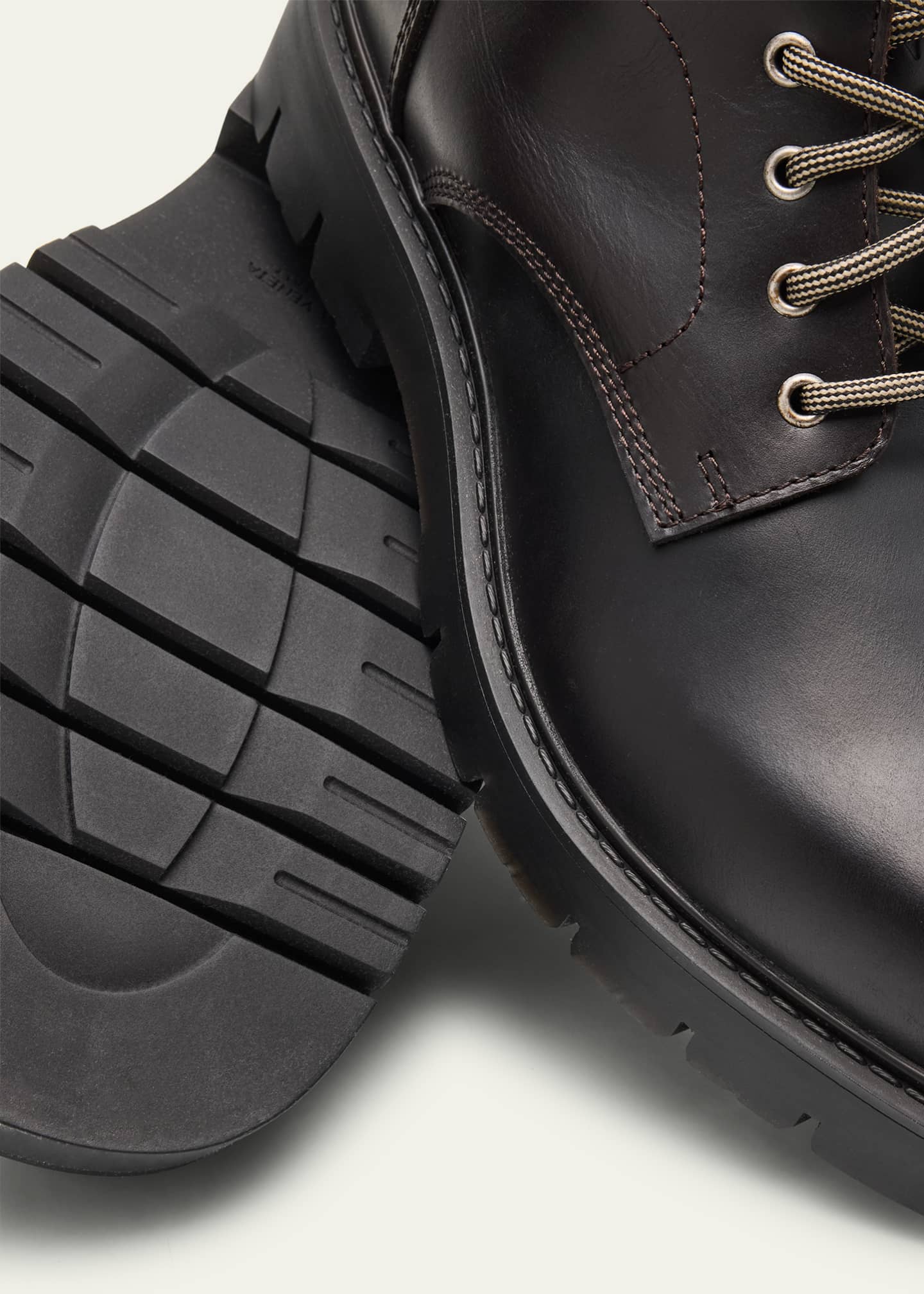 Bottega Veneta Men's Haddock Intrecciato-Collar Leather Lace-Up Boots ...