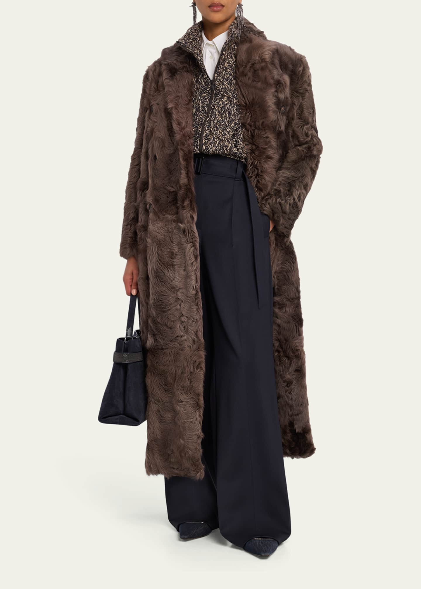 Brunello Cucinelli Capretta Double-Breasted Shearling Coat - Bergdorf ...