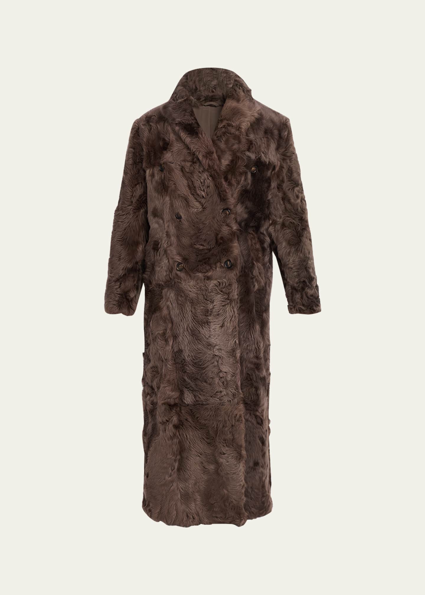 Brunello Cucinelli Capretta Double-Breasted Shearling Coat - Bergdorf ...