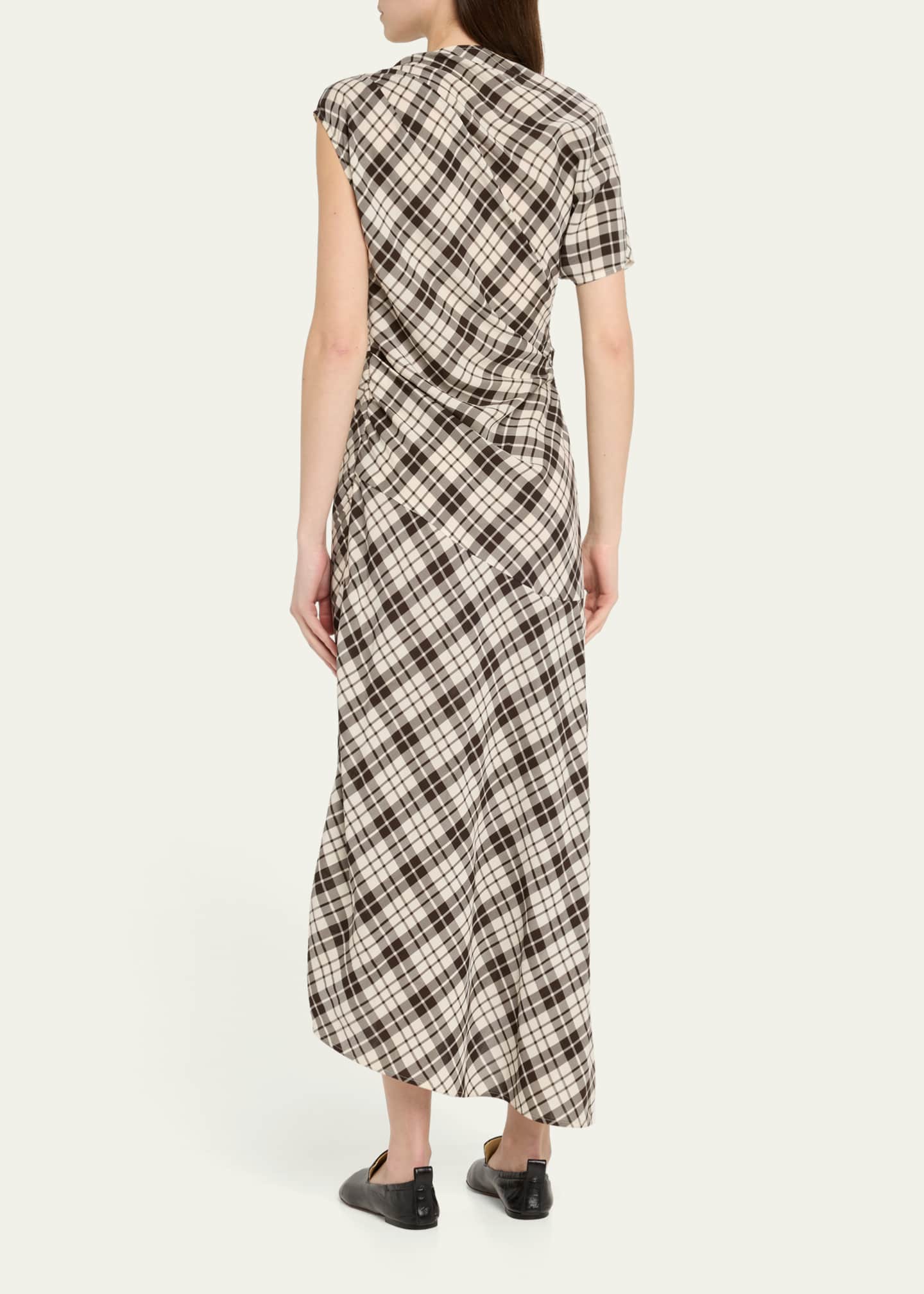 Proenza Schouler Hallie Crinkled Plaid Dress - Bergdorf Goodman