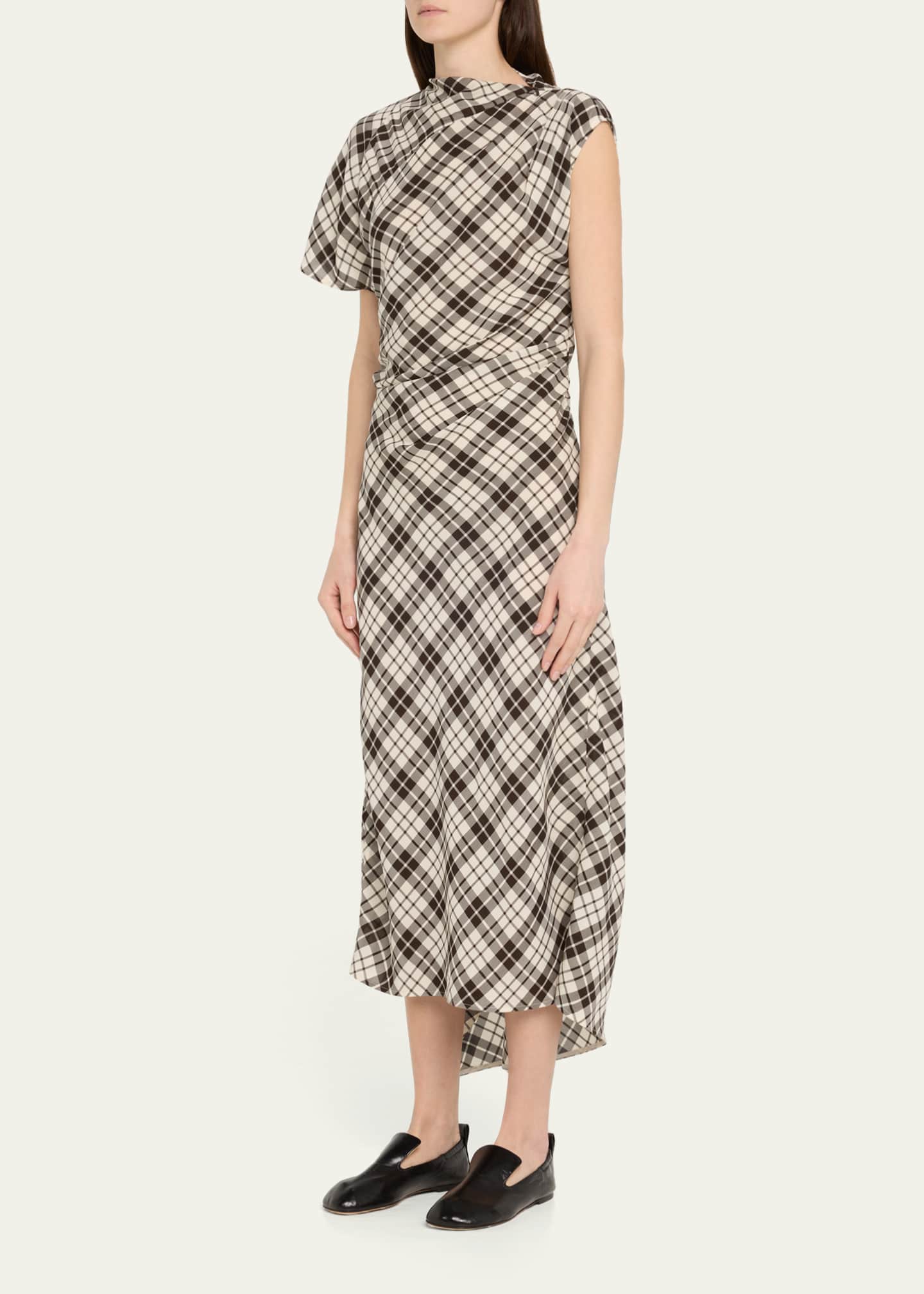 Proenza Schouler Hallie Crinkled Plaid Dress - Bergdorf Goodman