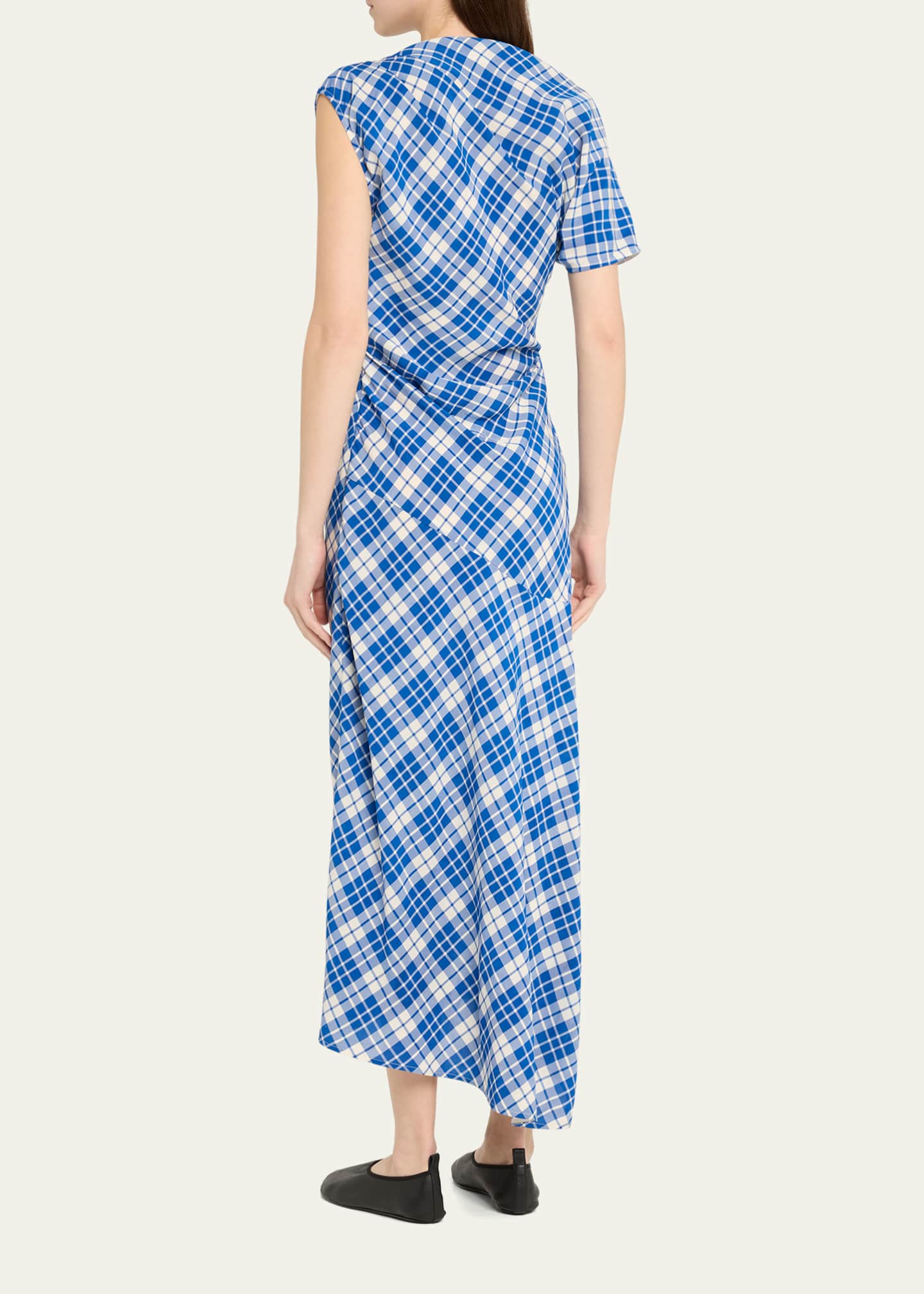 Proenza Schouler Hallie Crinkled Plaid Dress - Bergdorf Goodman