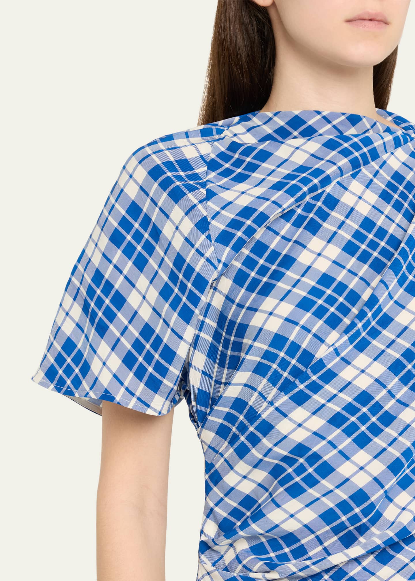 Proenza Schouler Hallie Crinkled Plaid Dress - Bergdorf Goodman