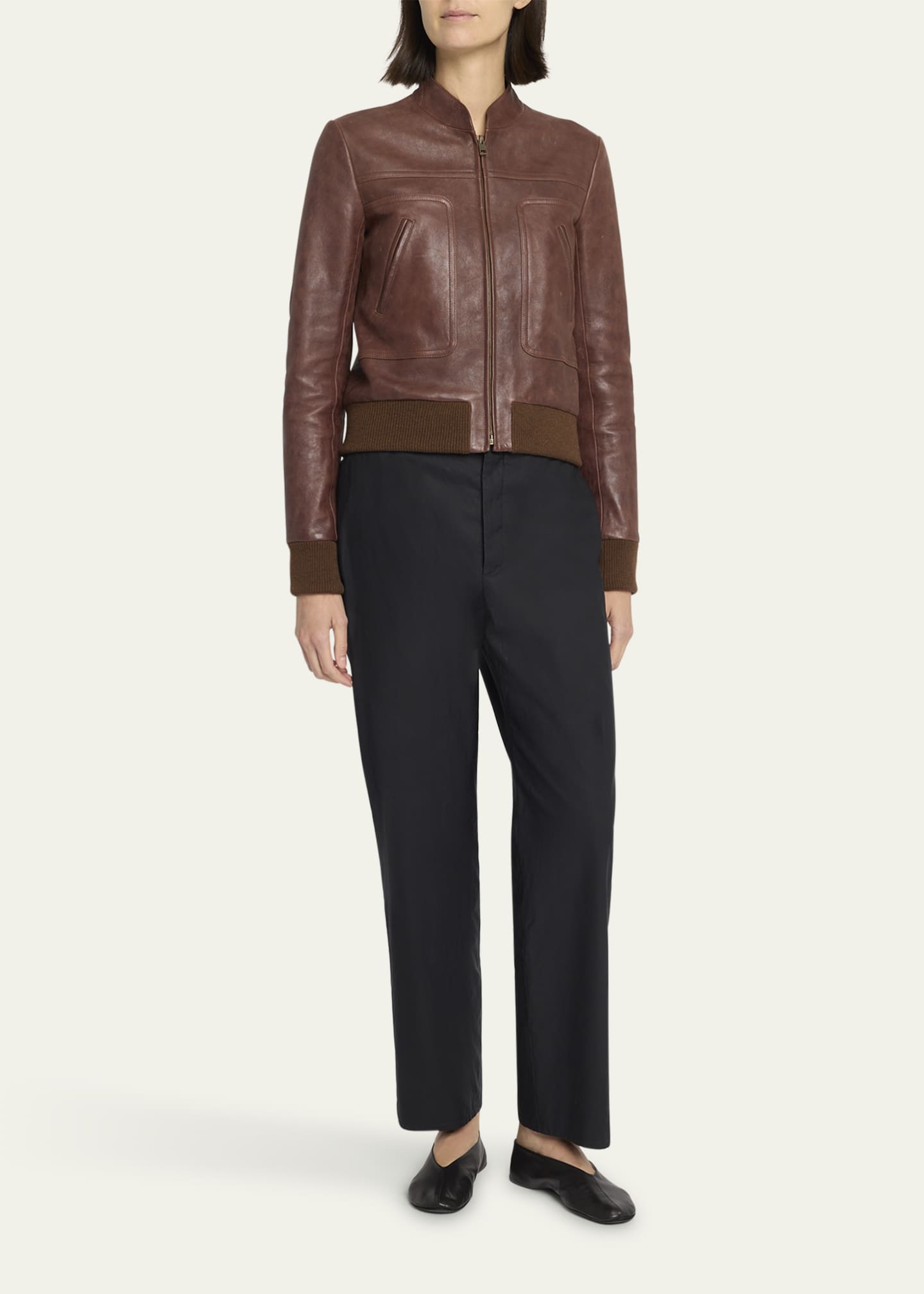 THE ROW Bader Leather Aviator Jacket - Bergdorf Goodman