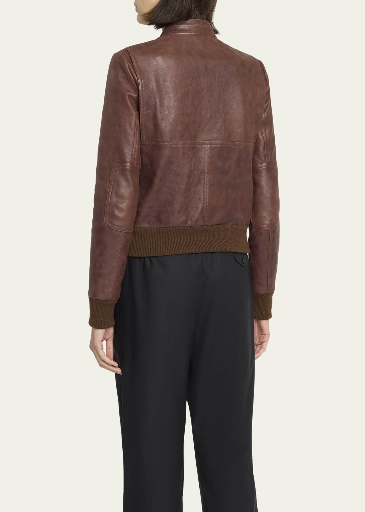 THE ROW Bader Leather Aviator Jacket - Bergdorf Goodman