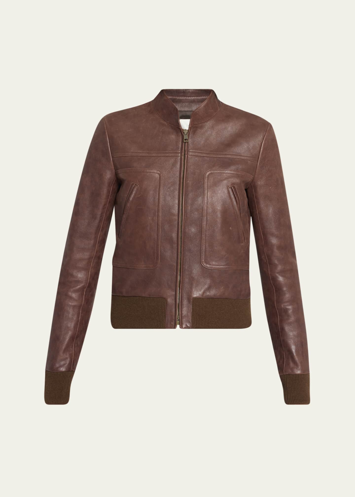 THE ROW Bader Leather Aviator Jacket - Bergdorf Goodman