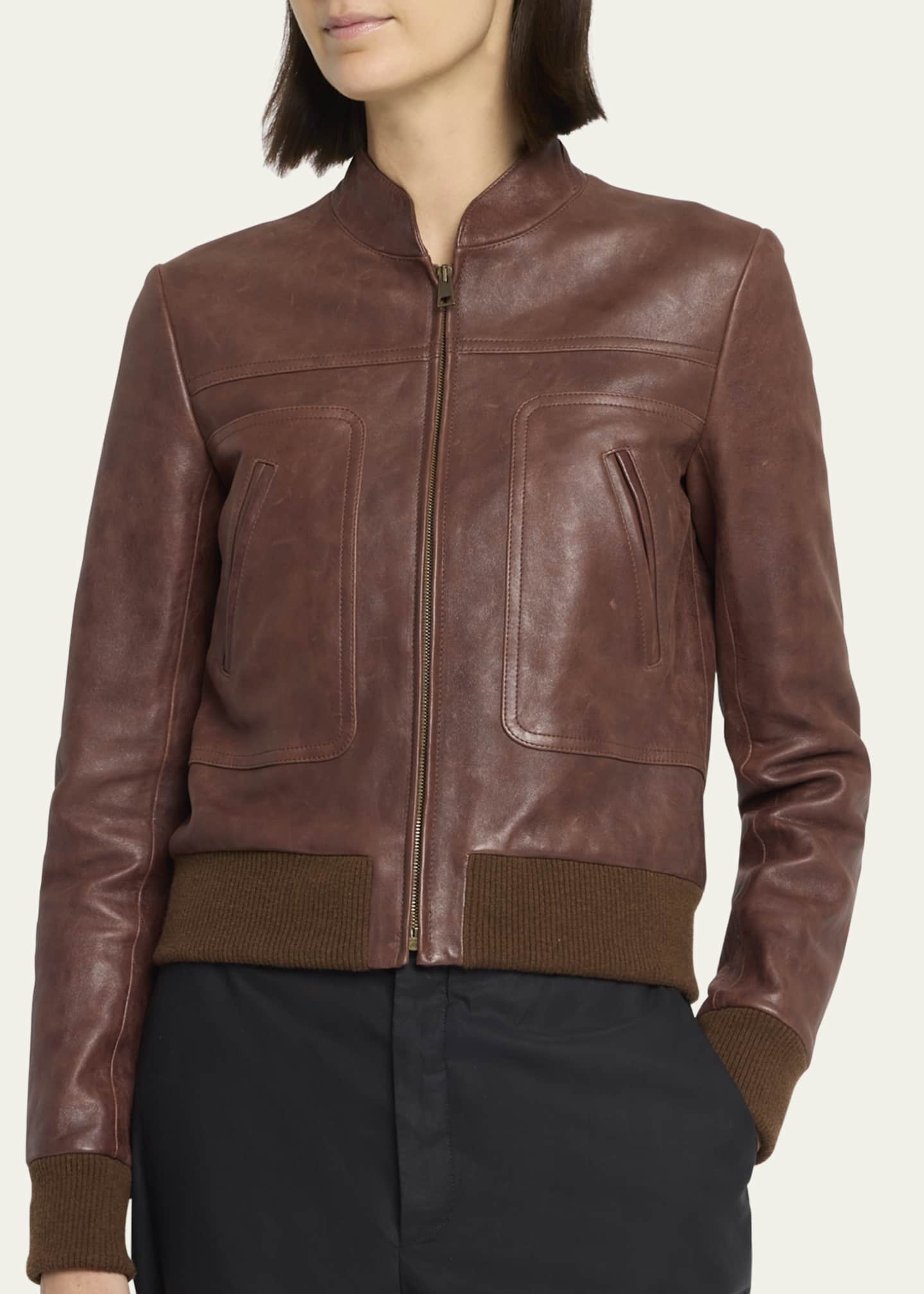THE ROW Bader Leather Aviator Jacket - Bergdorf Goodman