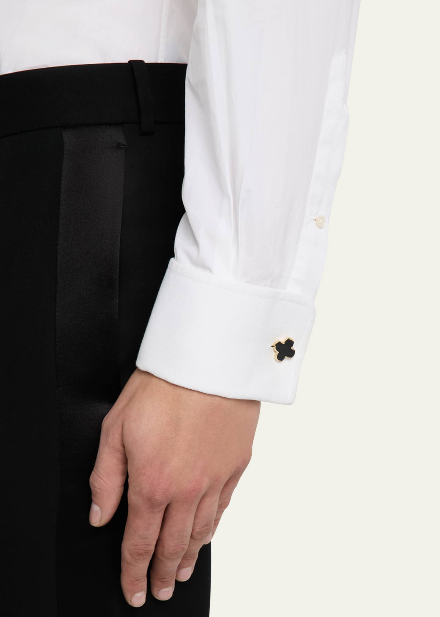 Jan Leslie Men's 18K Gold Vermeil Black Onyx Clover Cufflinks ...